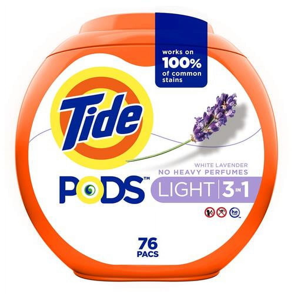Tide Pods Light Laundry Detergent Pacs, 76 Count, White Lavender Scent ...
