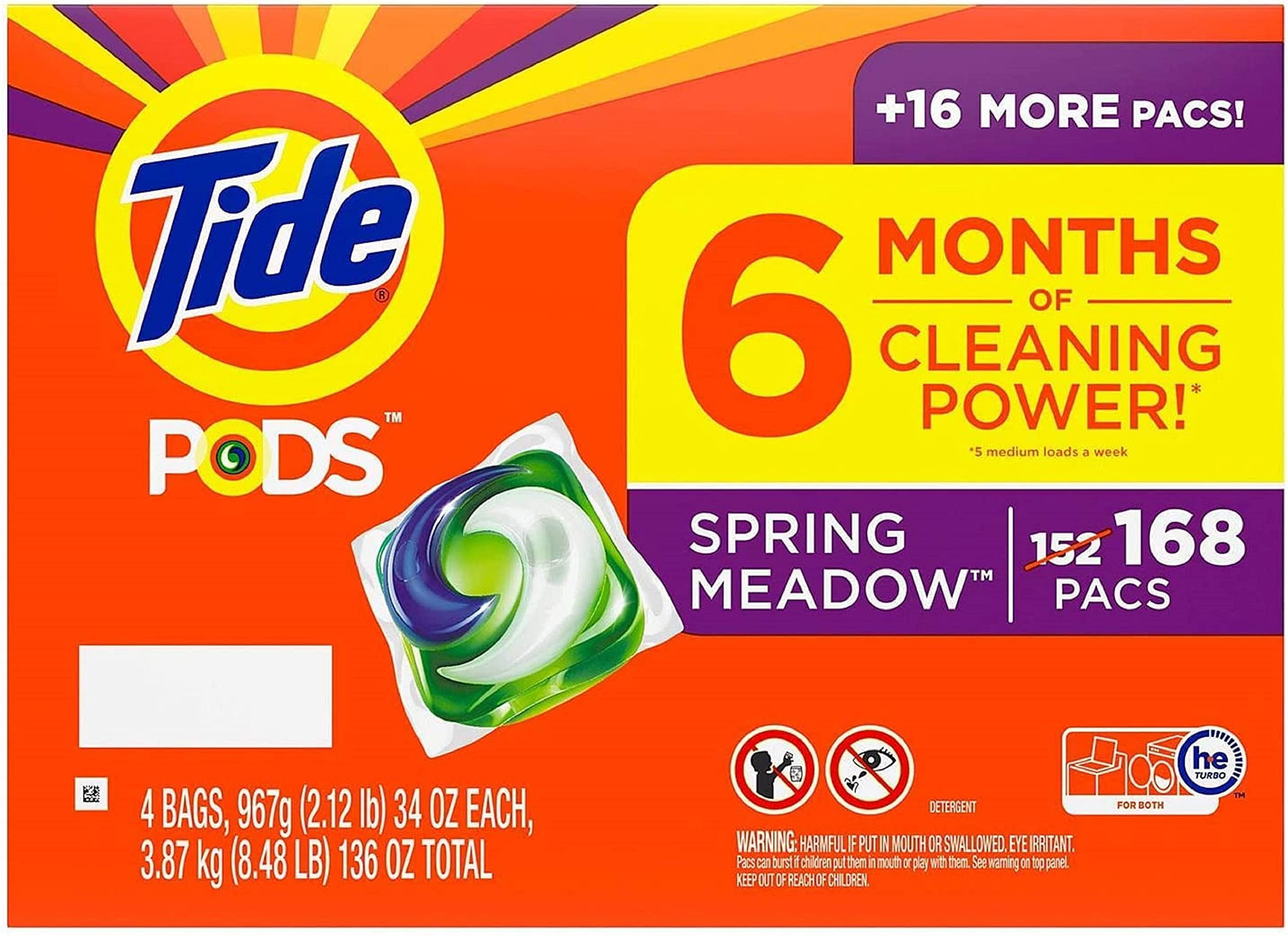 Tide Pods Liquid Laundry Detergent Pacs, Spring Meadow, 42 Count (Pack ...