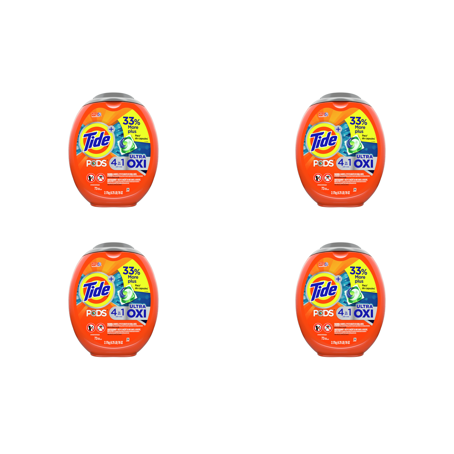 Tide Pods Original 73 ct 4-in-1 Ultra OXI Laundry Detergent Pacs – 4 ...