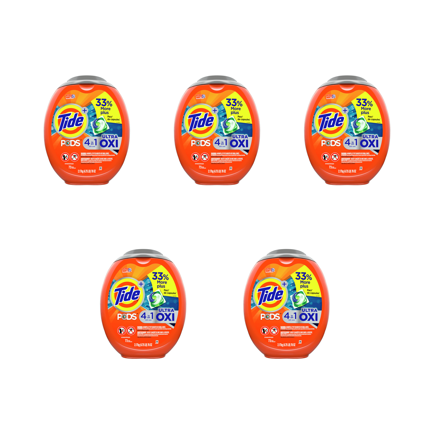 Tide Pods Original 73 ct 4-in-1 Ultra OXI Laundry Detergent Pacs – 5 ...