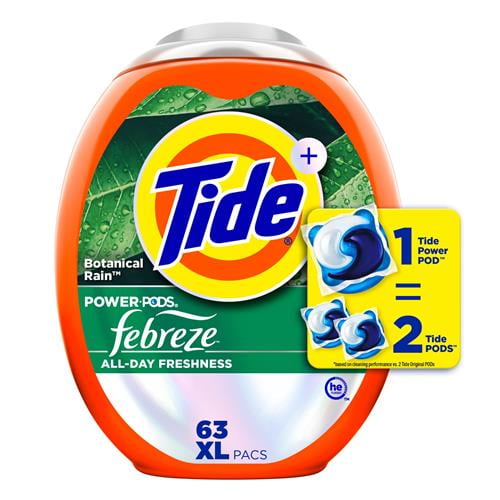 Tide Power Pods Laundry Detergent Pacs With Febreze, 63 Count, Botanical Rain Scent, Febreze ...