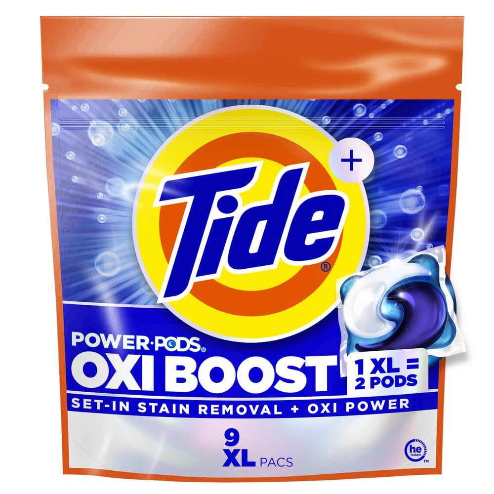Tide Power Pods Oxi Boost XL Laundry Detergent Pacs - 9 ct- Pack of 2 - Walmart.com