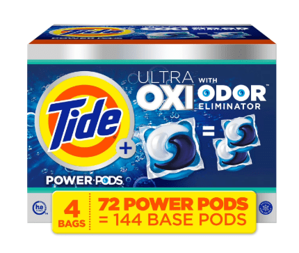 Tide Power Pods Plus Ultra Oxi Odor Eliminator Laundry Detergent, 72 ...