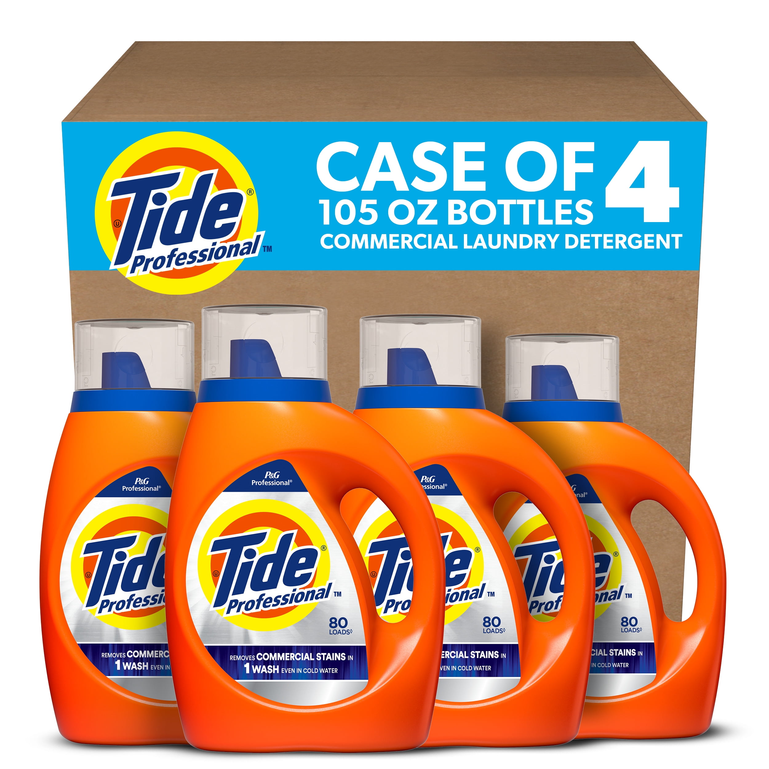 Tide Professional Commercial Liquid Laundry Detergent for All Skin Types, 80 Loads, 105 fl Oz ...
