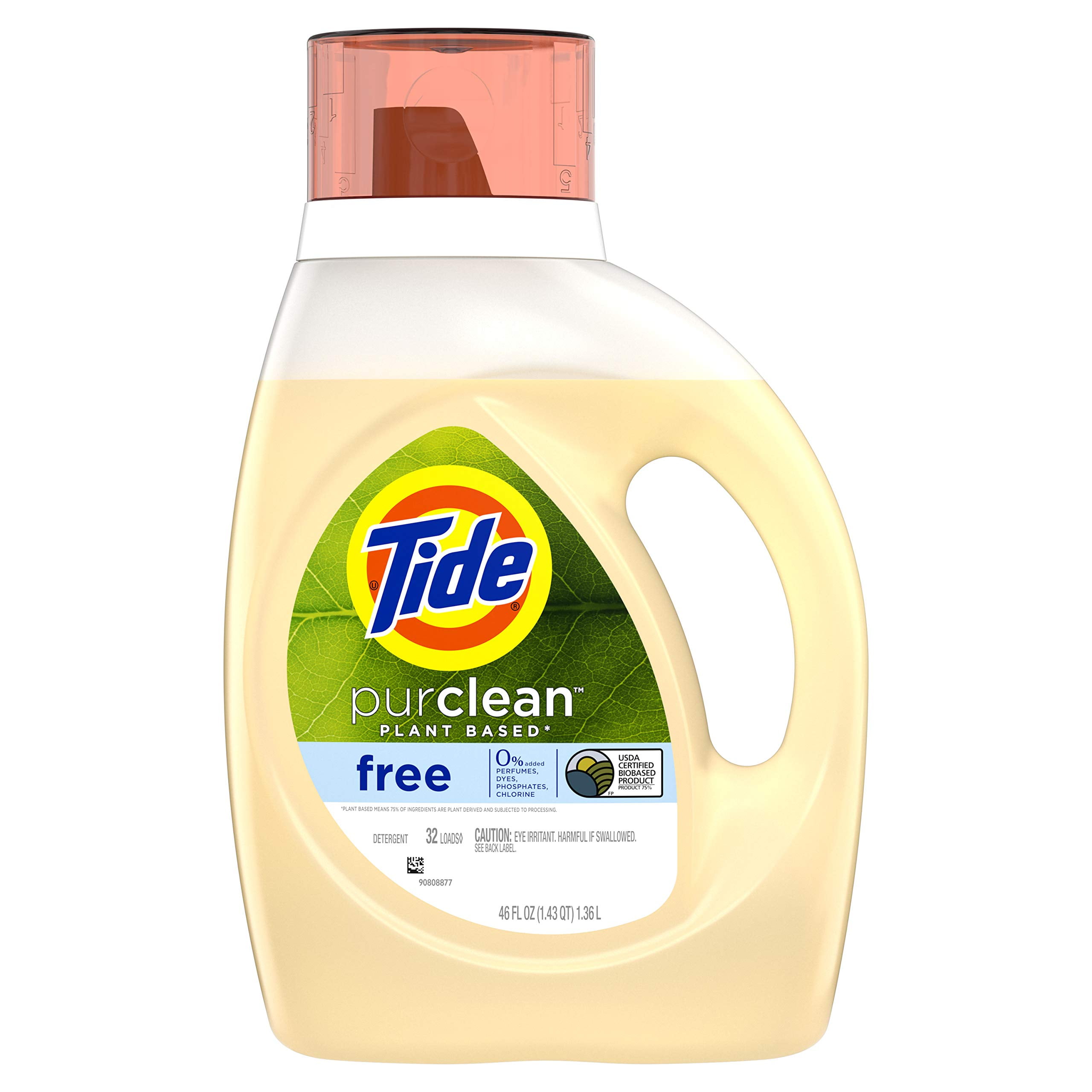 Tide Purclean, Plant-Based Liquid Laundry Detergent, Unscented, 46 Fl ...