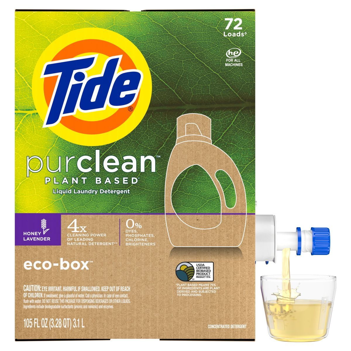 Tide Purclean Plant-based Honey Lavender Liquid Laundry Detergent Eco ...