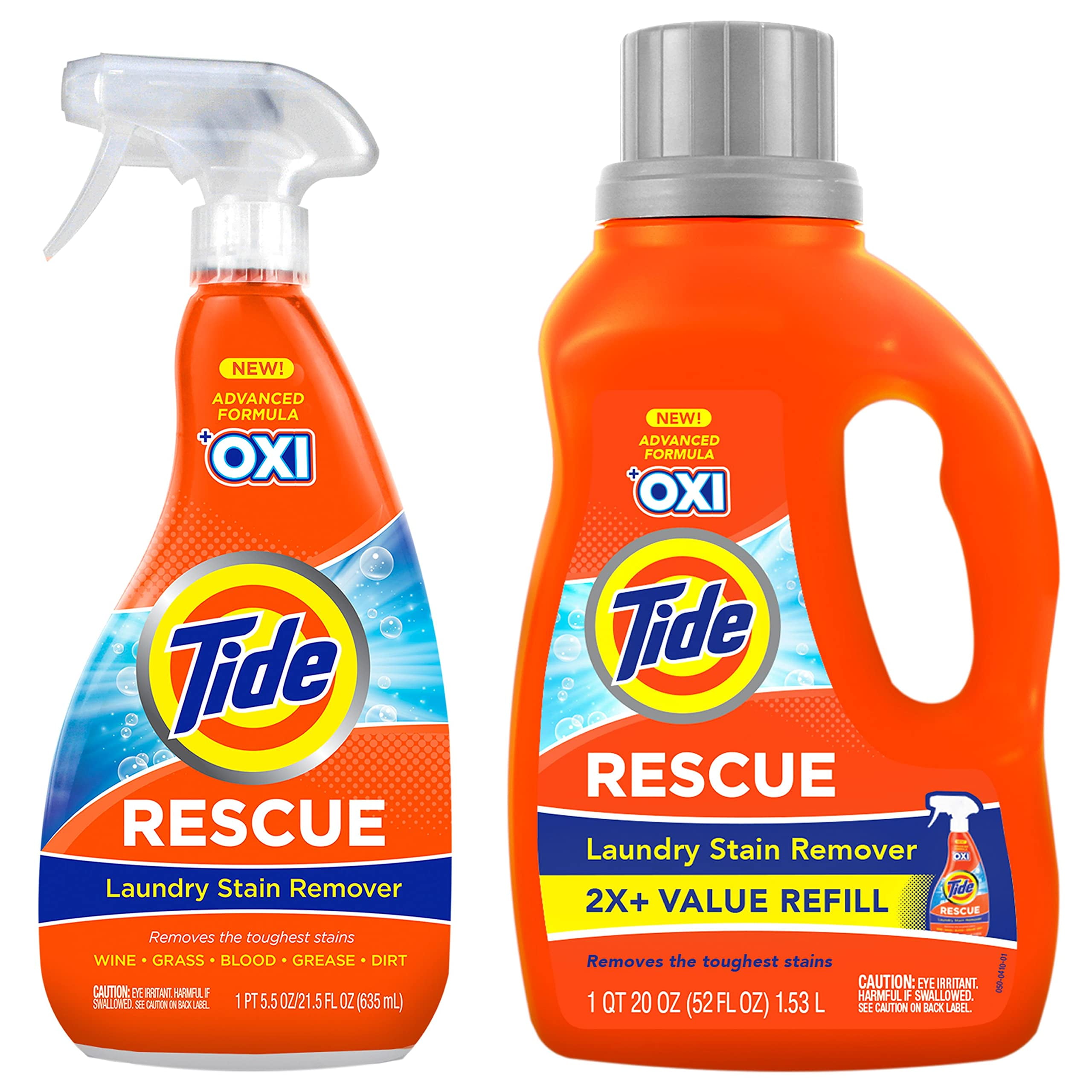 Tide Rescue Laundry Stain Remover With Oxi 21.5Oz + 52Oz Refill, Rescue ...