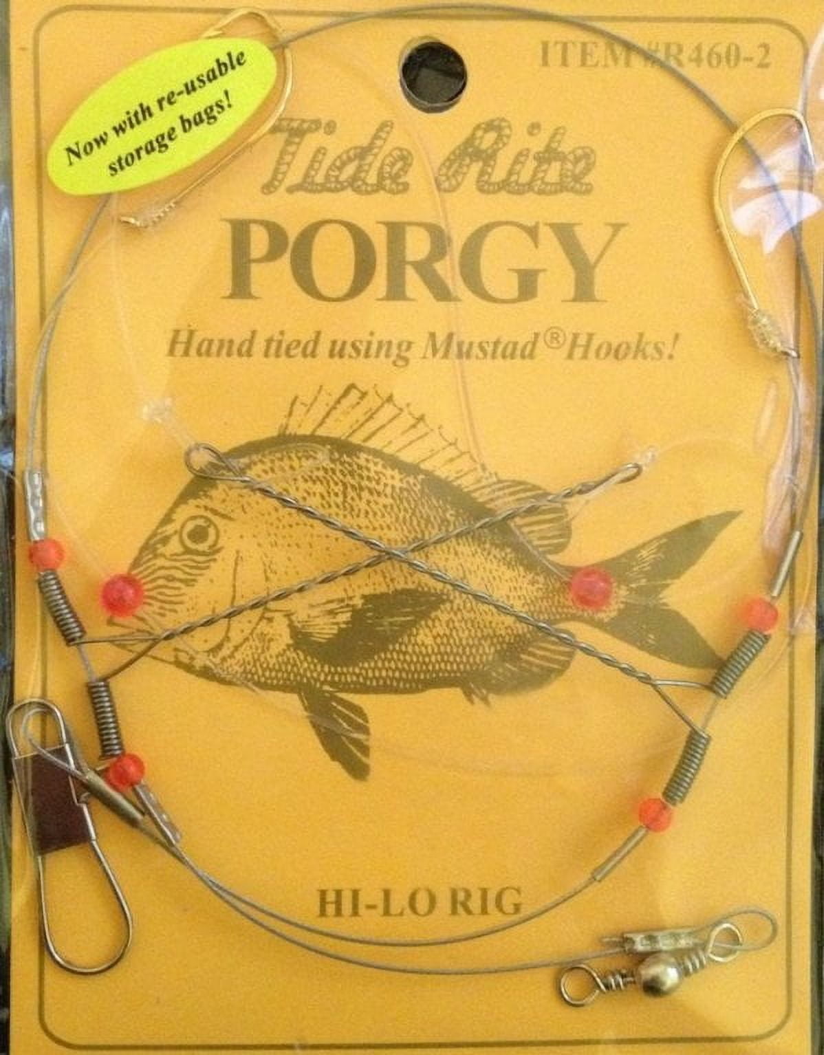 Tide Rite Hand Tied Beaded Gold Baitholder Porgy Rigs, Mustad Long ...