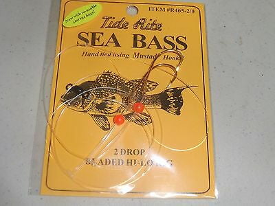 Tide Rite Sea Bass 2-Drop Beaded Hi-Lo Rig Baitholder Hooks, Size 2/0 ...