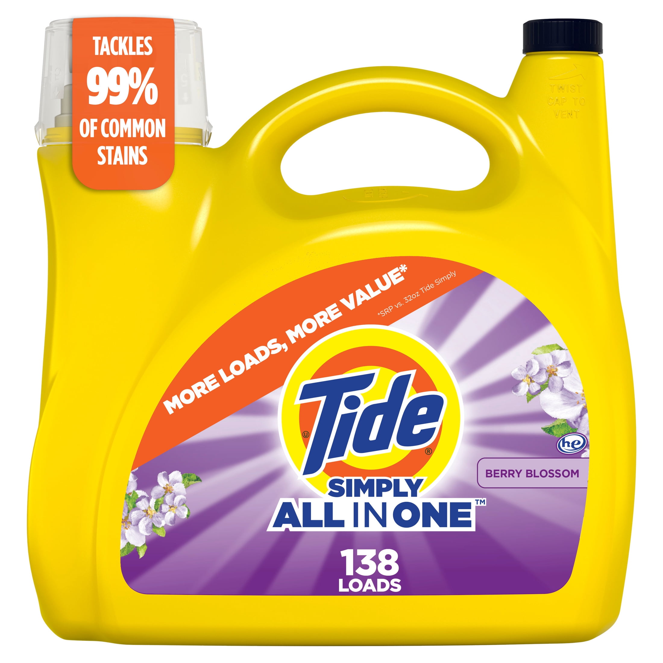 Tide, Liquid Laundry Detergent, 182 fl oz, Berry Blossom Scent ...