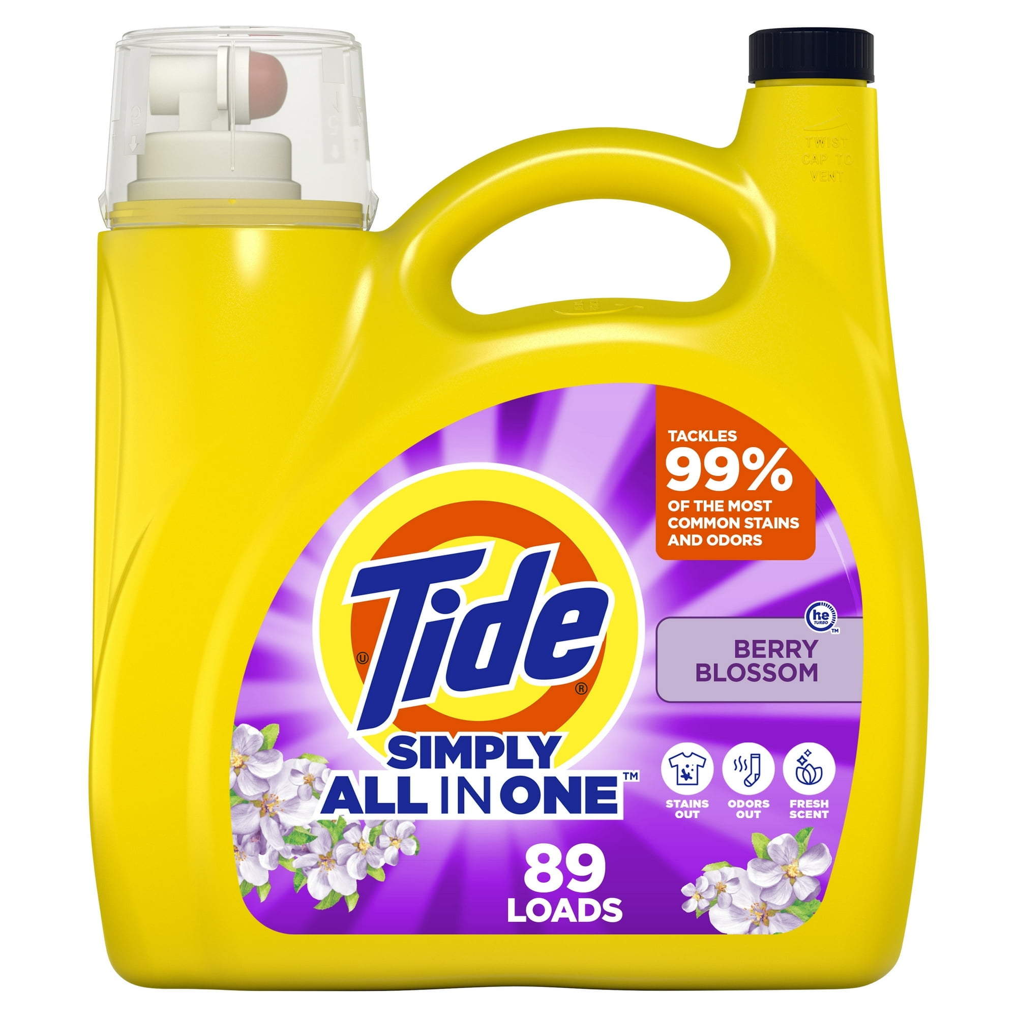 Tide Simply Liquid Laundry Detergent, Berry Blossom, 89 Loads 117 fl oz ...