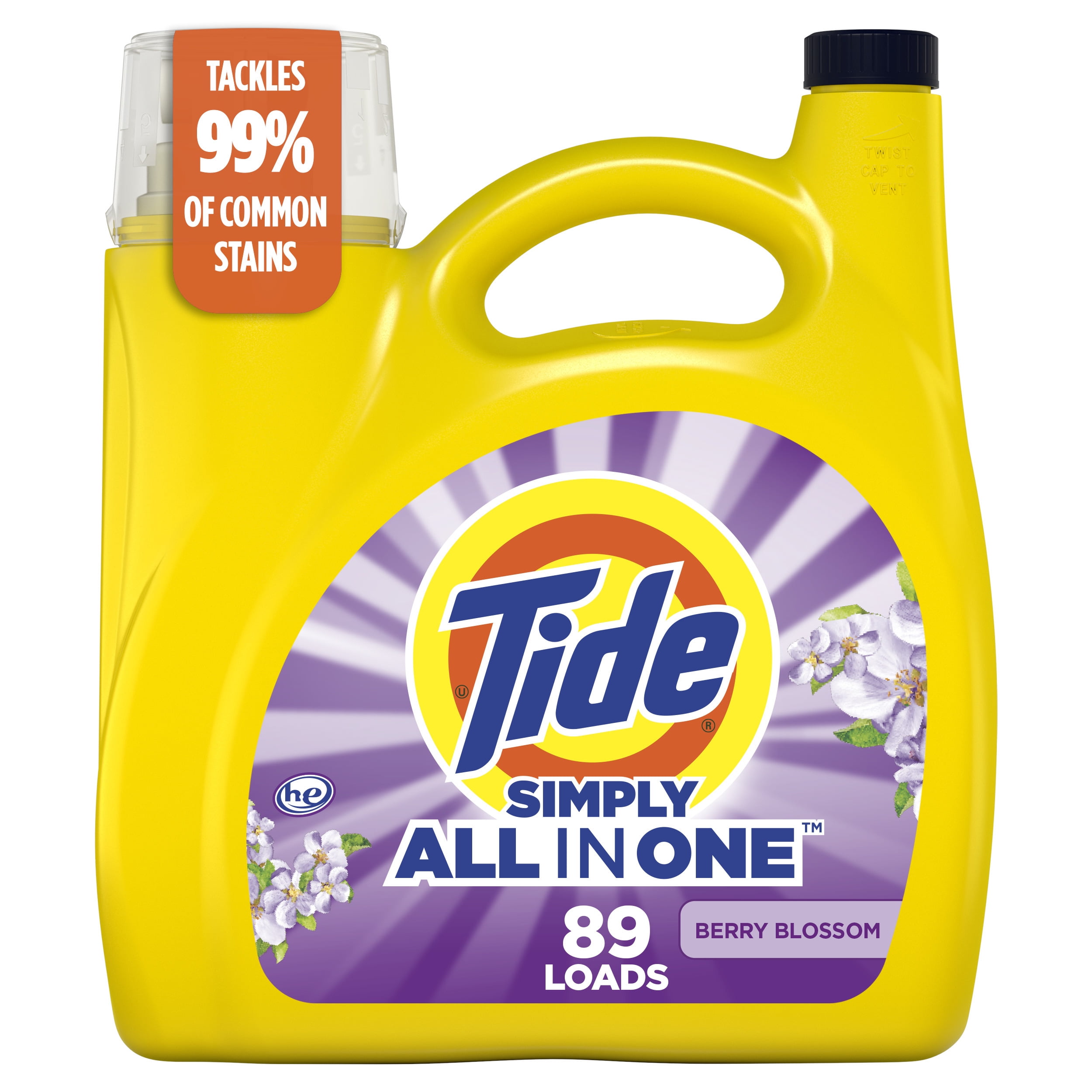 Tide Simply Liquid Laundry Detergent, Berry Blossom, 89 Loads 117 fl oz ...