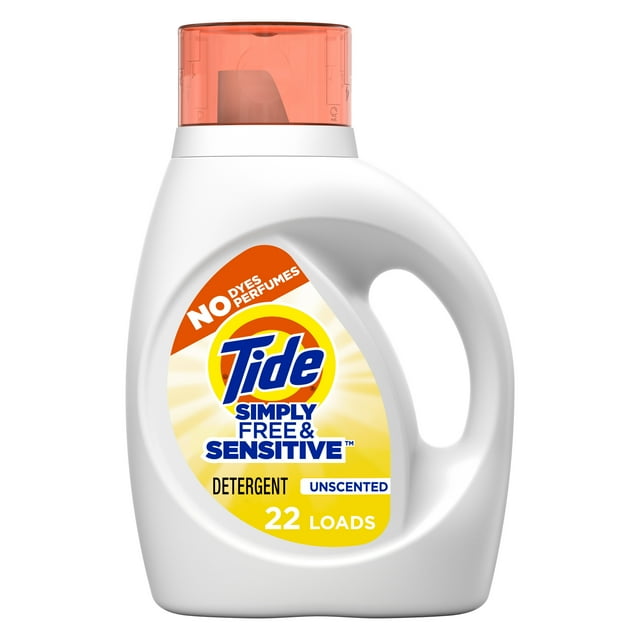 Tide Simply Liquid Laundry Detergent, Free & Sensitive, 31 fl oz, 22 ...