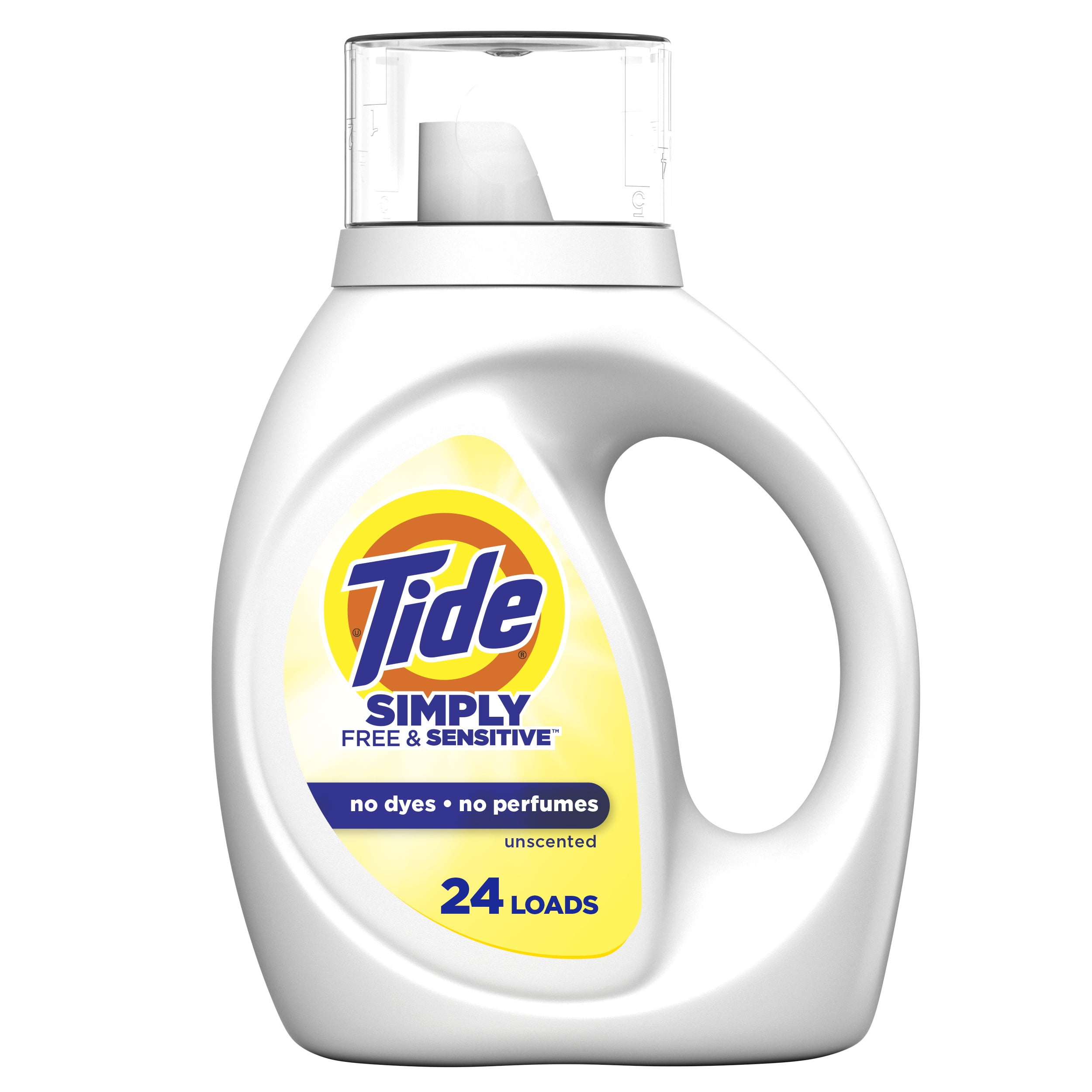 Tide Simply Liquid Laundry Detergent, Free & Sensitive, 32 fl oz, 24 ...