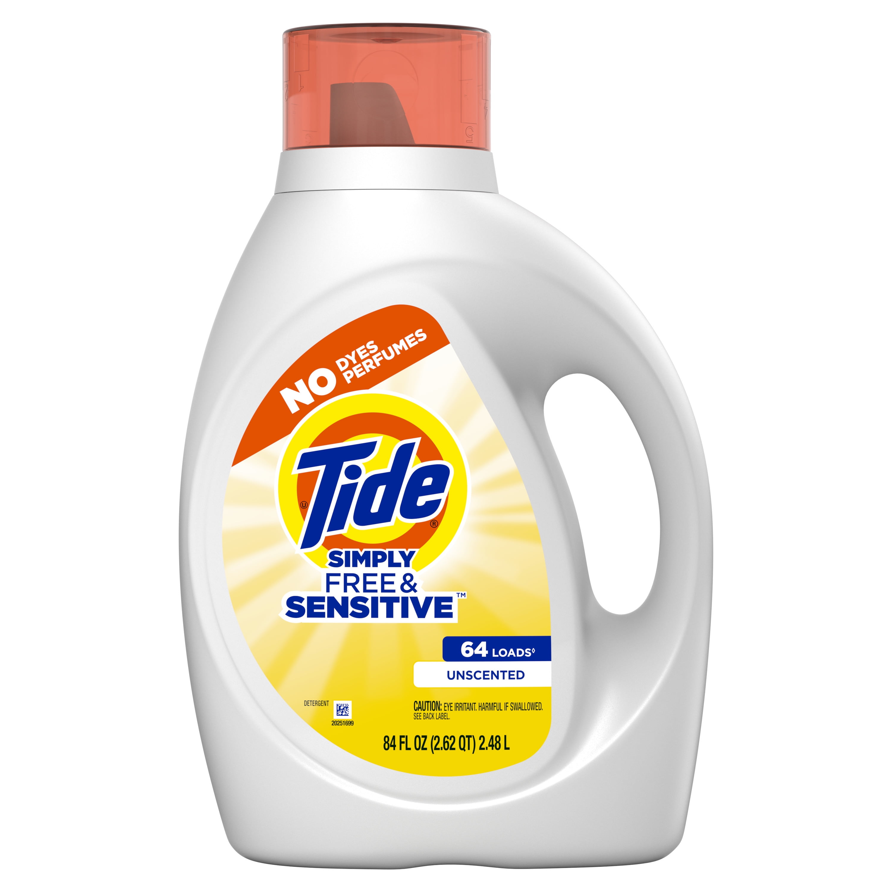 Tide Simply Liquid Laundry Detergent, Free & Sensitive, 84 fl oz, 64 ...
