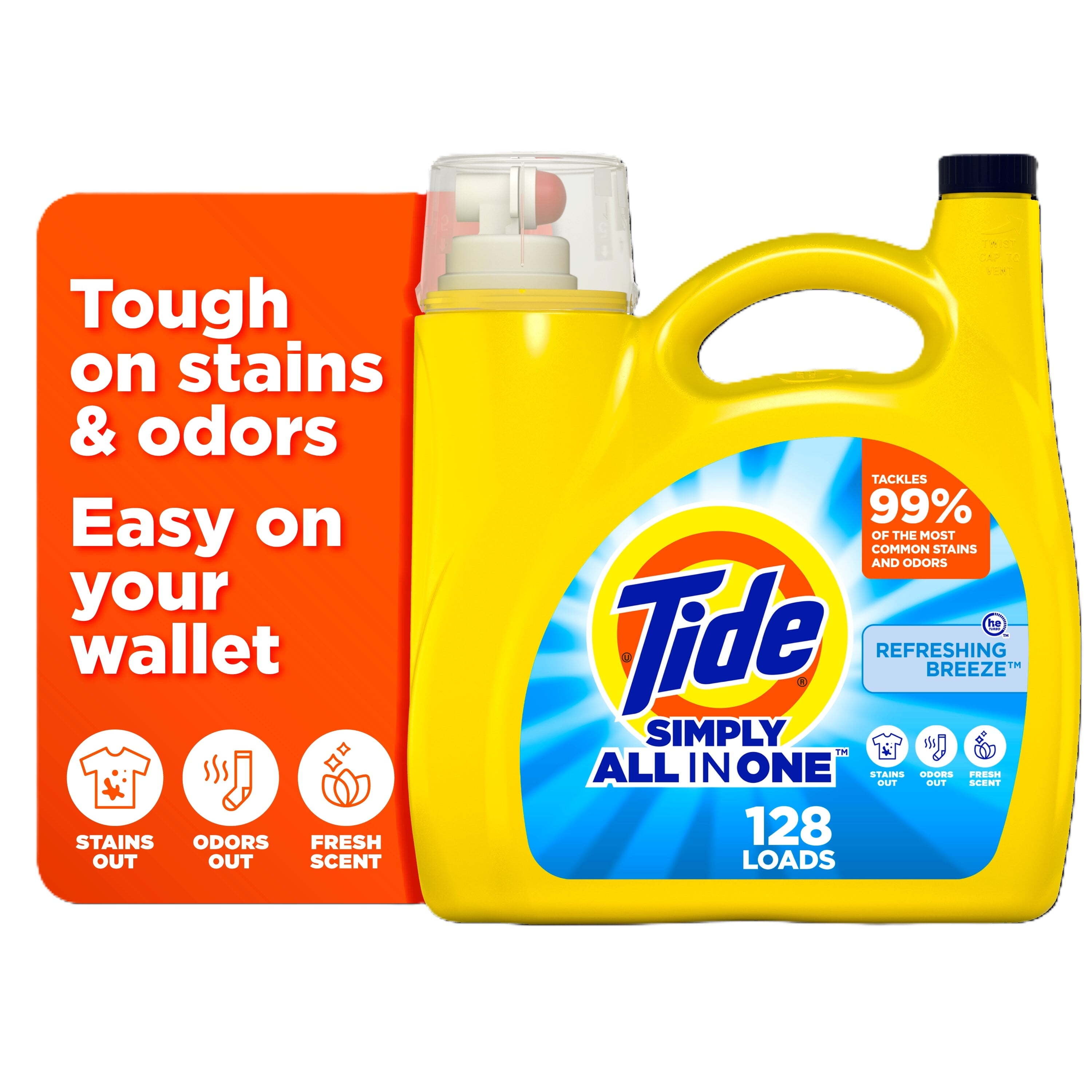Tide Simply All-In-One Liquid Laundry Detergent, Refreshing Breeze ...