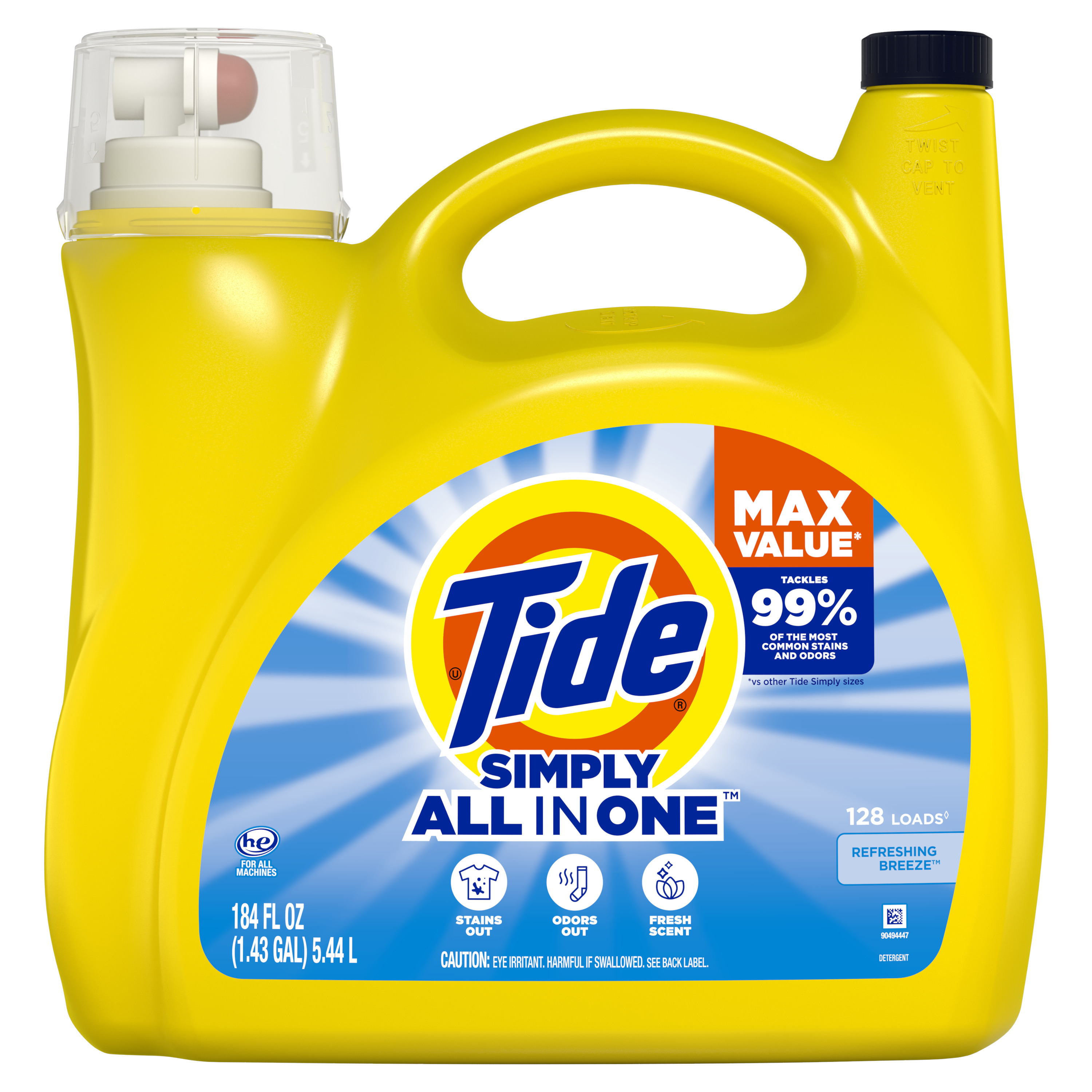 Tide Simply Liquid Laundry Detergent Refreshing Breeze 184 Fl Oz