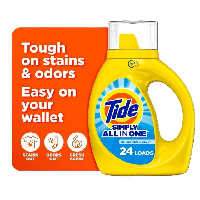 Tide Simply Liquid Laundry Detergent, Refreshing Breeze, 24 Loads, 32 ...