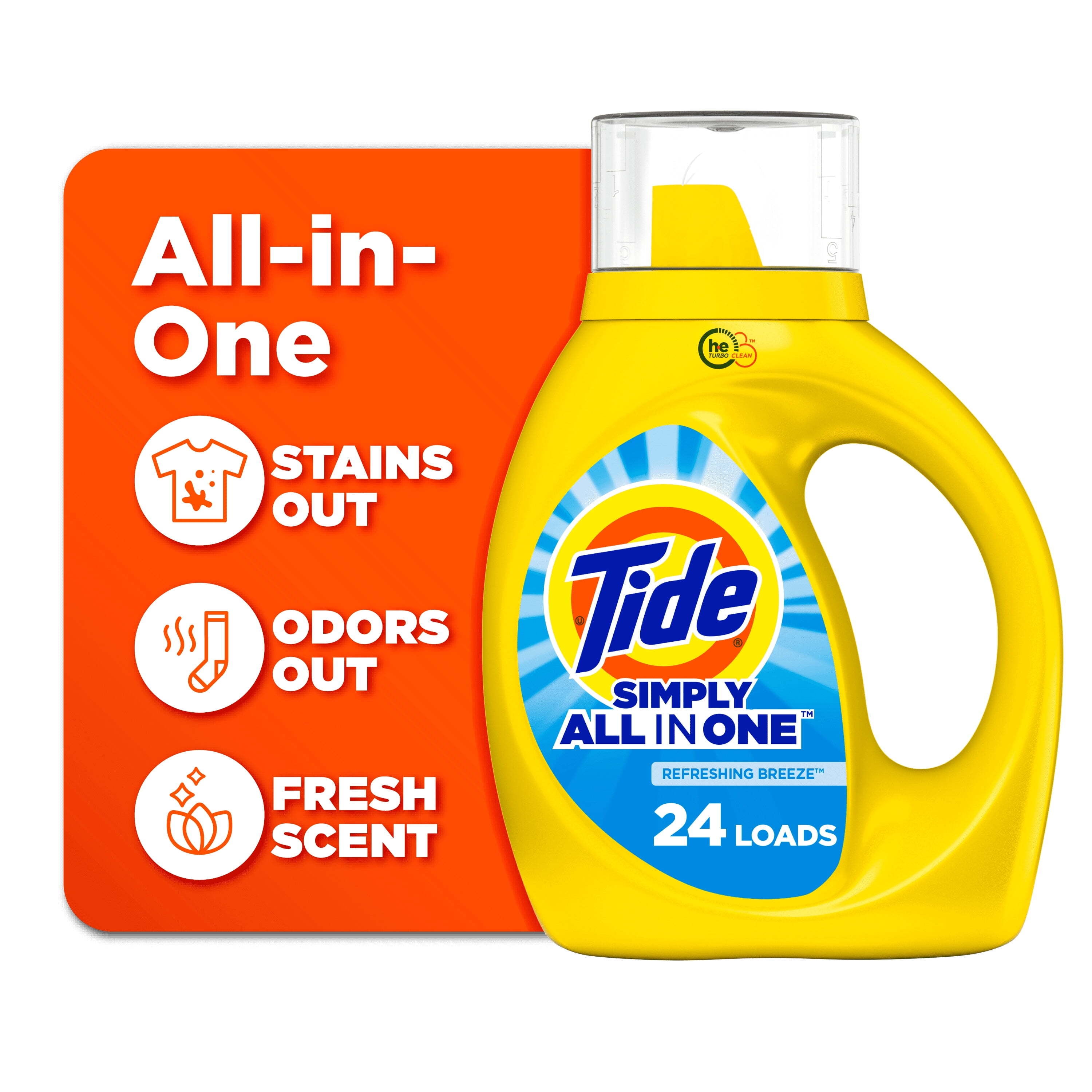 Tide Simply Liquid Laundry Detergent, Refreshing Breeze, 24 Loads, 32 fl oz - Walmart.com