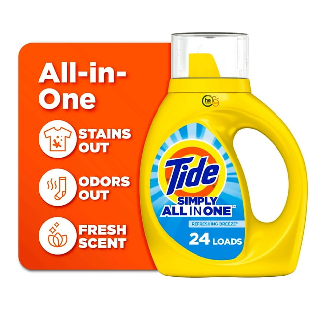 Tide Simply Liquid Laundry Detergent, Refreshing Breeze, 24 Loads, 32 ...