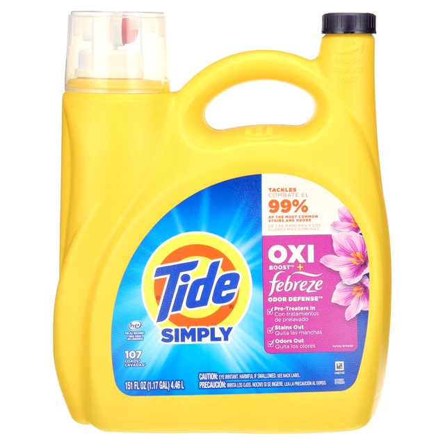 Tide Simply Oxi Boost + Febreze Odor Defense, Sunny Breeze, 107 Loads ...