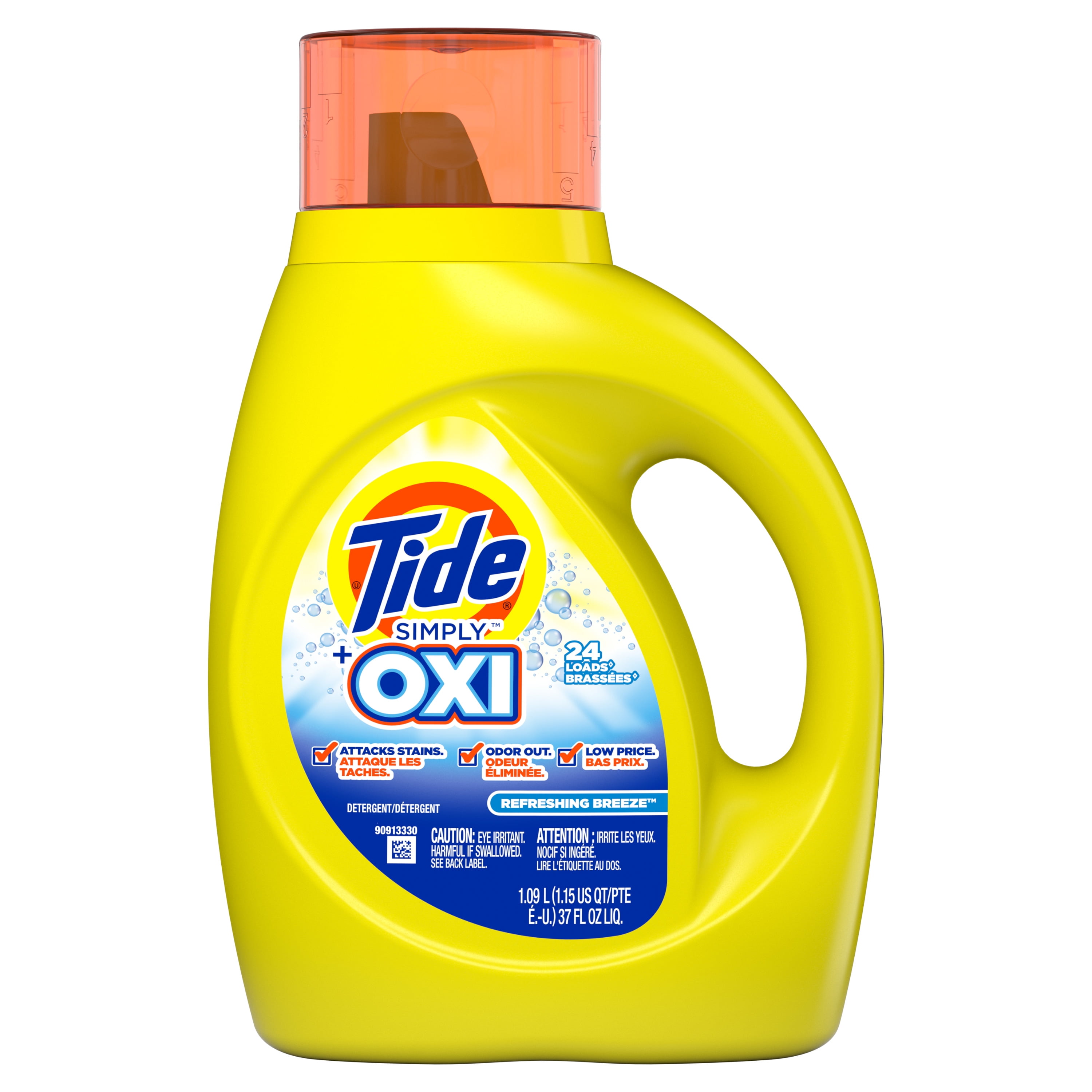Tide Simply Plus Oxi Liquid Laundry Detergent, Refreshing Breeze, 24 ...
