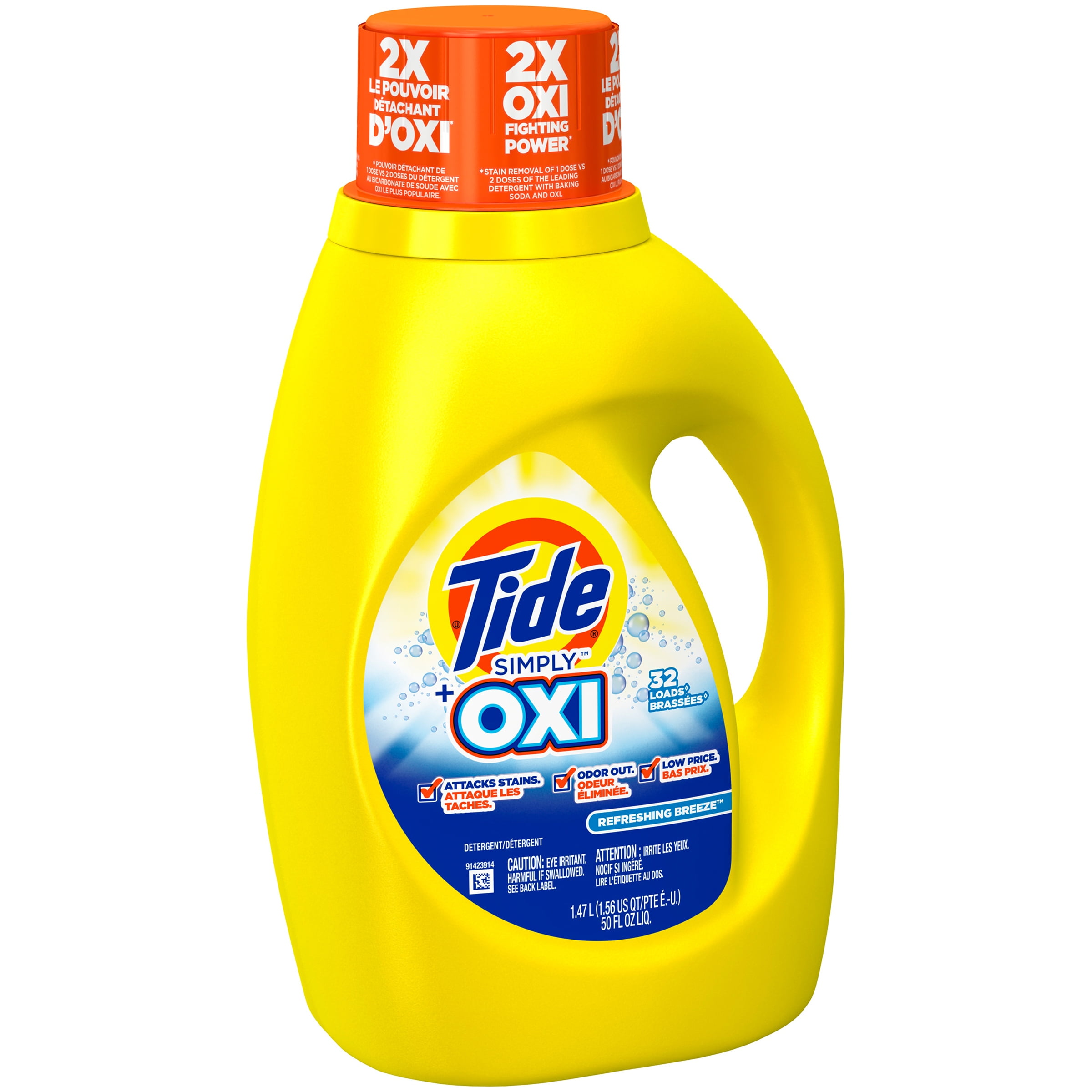 Tide Simply Plus Oxi Liquid Laundry Detergent, Refreshing Breeze, 32 ...