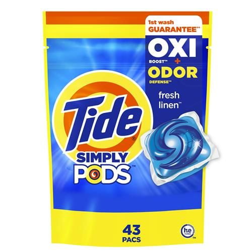 Tide Simply Pods Odor Rescue Liquid Laundry Detergent Pacs, 3 In 1 Powerful Detergent, Odor ...