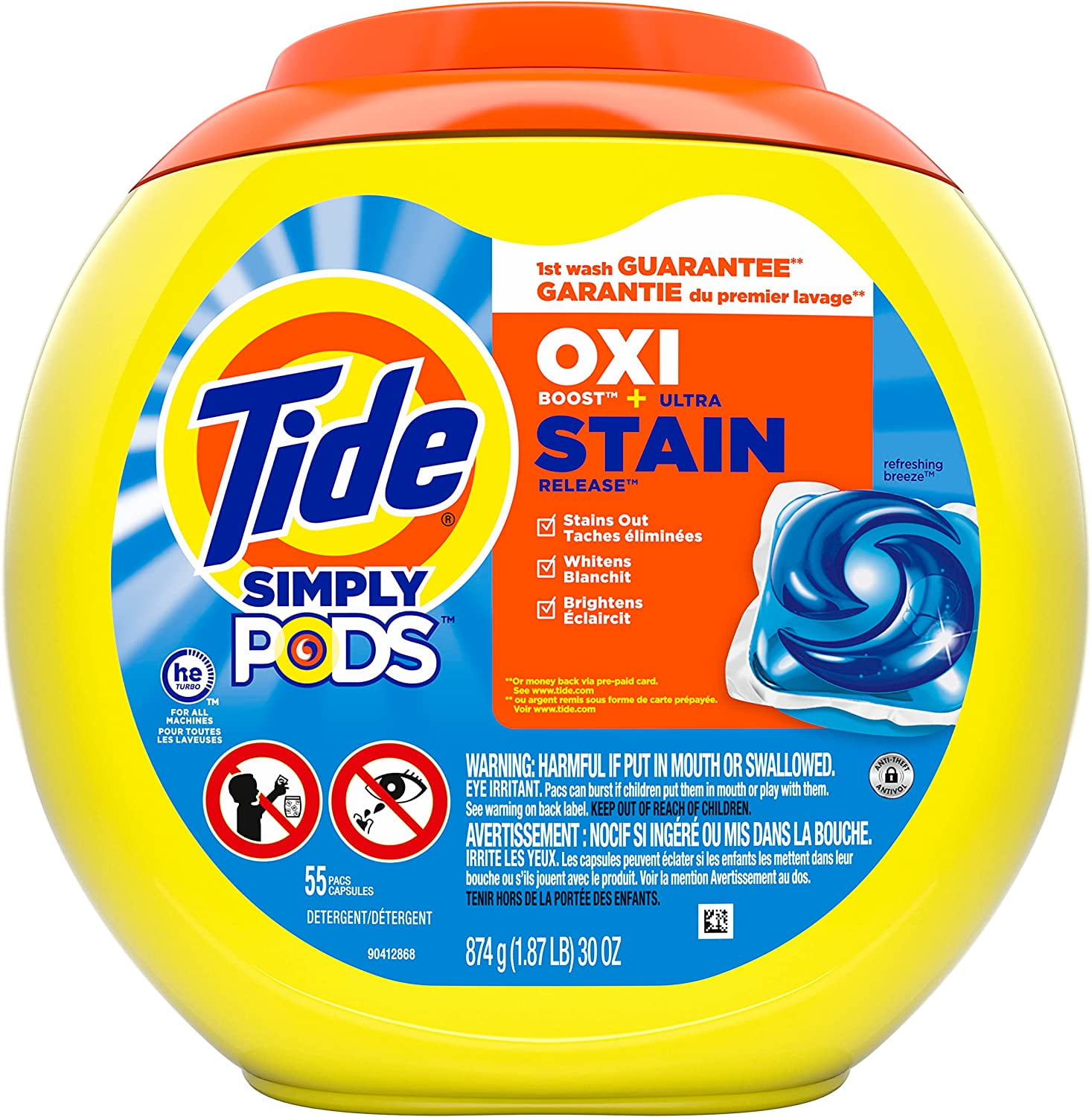 Tide Simply Pods, Oxi Laundry Detergent Pods, Refreshing Breeze, 55 ...