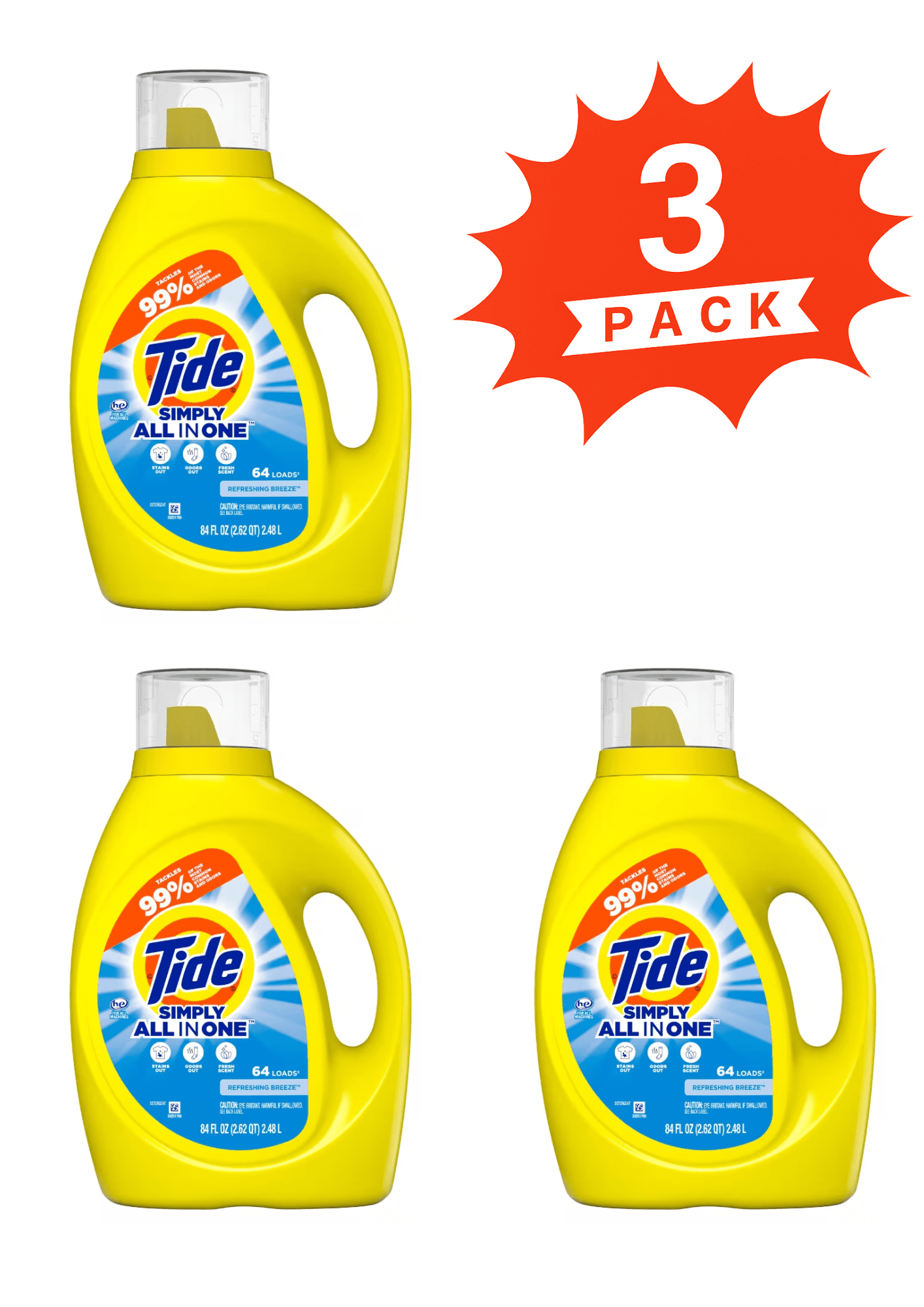 Tide Simply Refreshing Breeze All-In-One Liquid Laundry Detergent (Pack ...