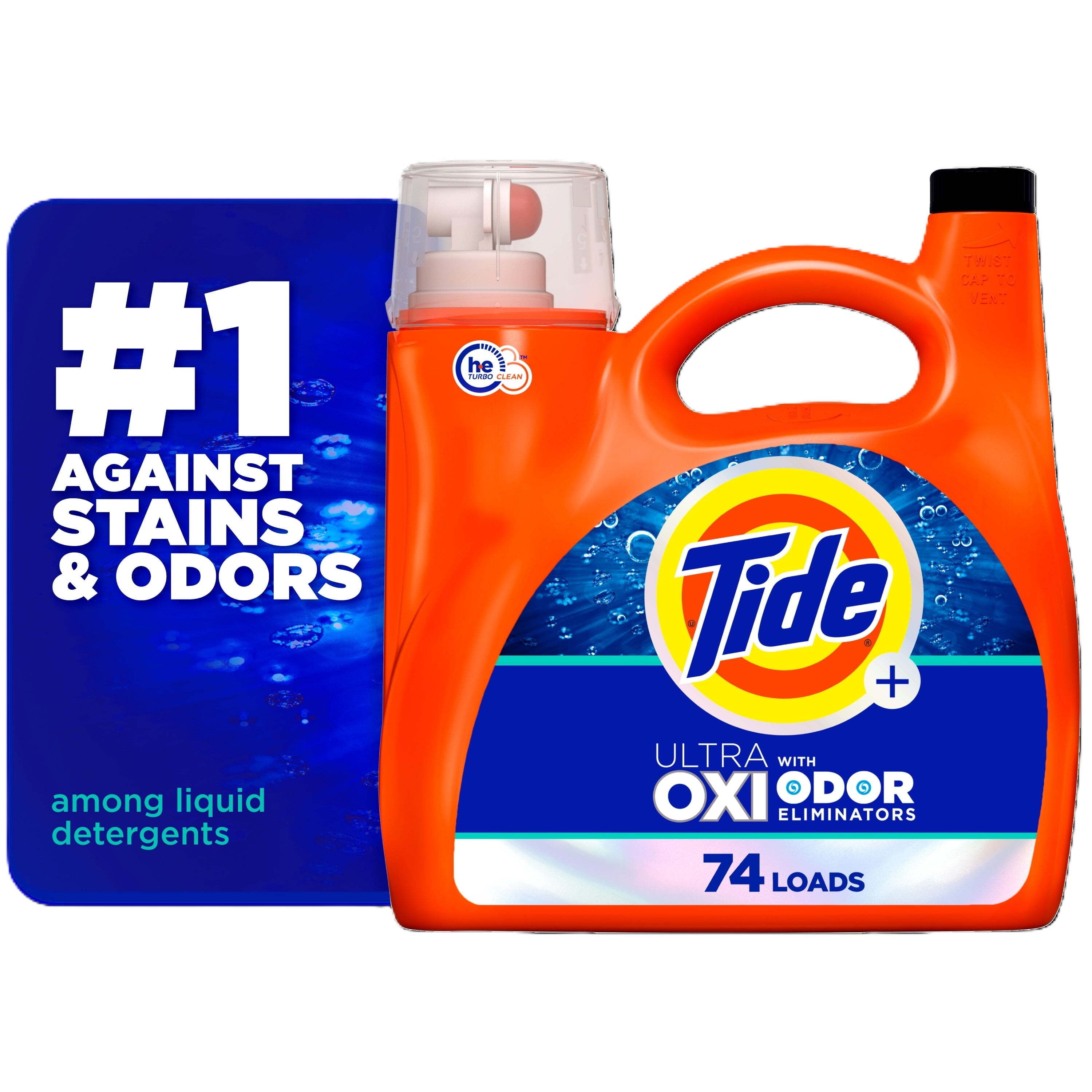 Tide Ultra OXI Liquid Laundry Detergent 105 fl oz 74 Loads with Odor ...