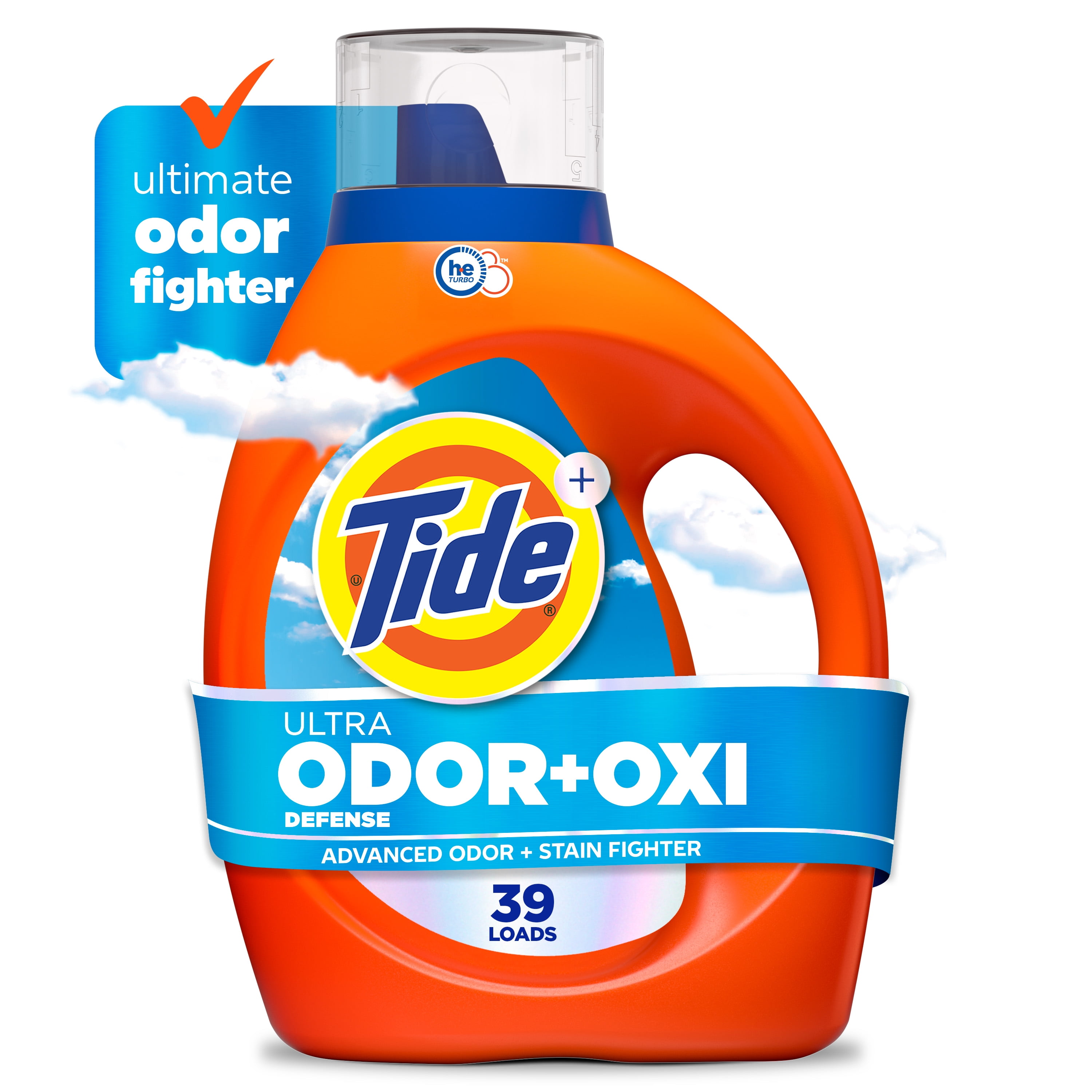 Tide Ultra Odor Defense Plus Oxi Liquid Laundry Detergent, 55 fl oz, 39 ...