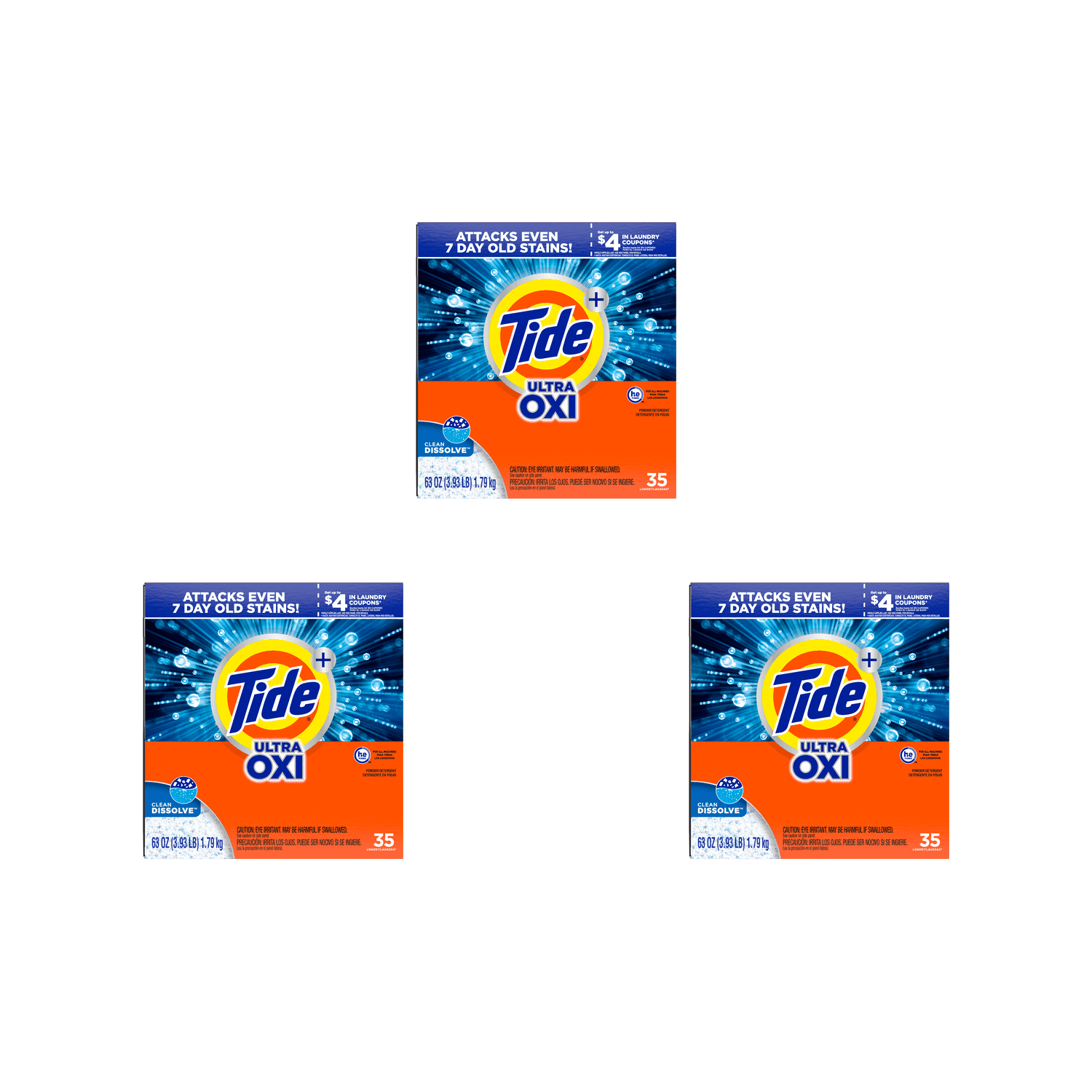 Tide Ultra Oxi Powder Laundry Detergent with Oxi Boost(3.9 lb x 3 ) – 3 ...