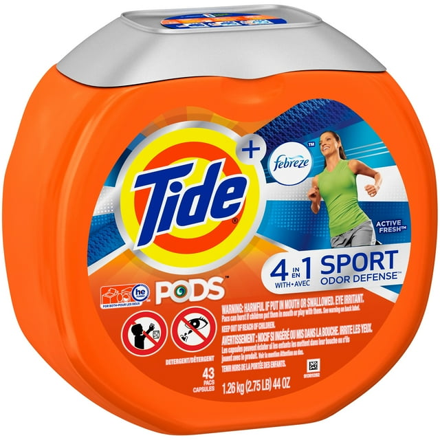 Tide PODS Plus Febreze Sport Odor Defense Laundry Detergent Pacs, 43 ...