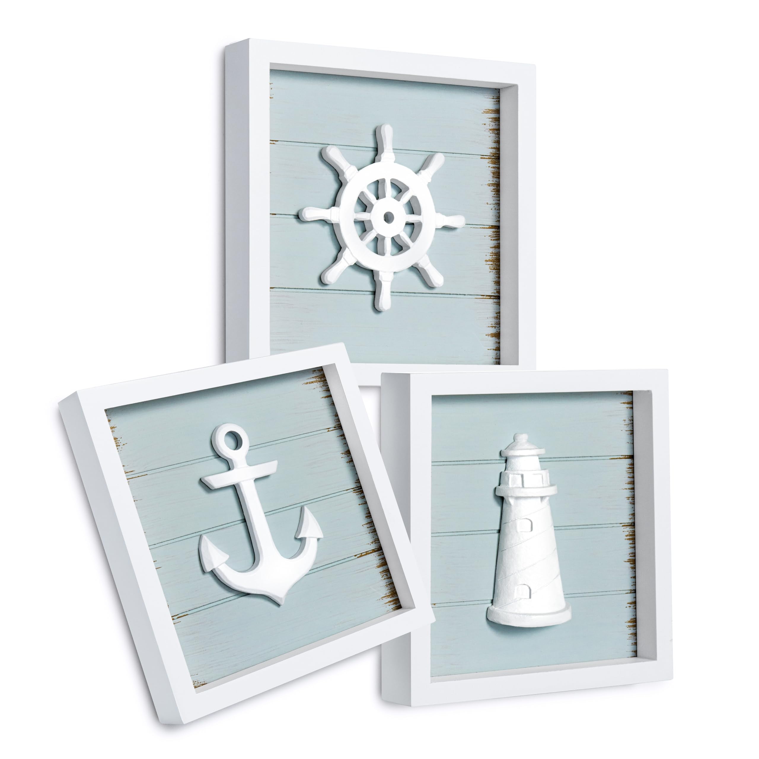 TideAndTales 3D Nautical Wall Decor (7"x7"), Coastal Theme Home ...