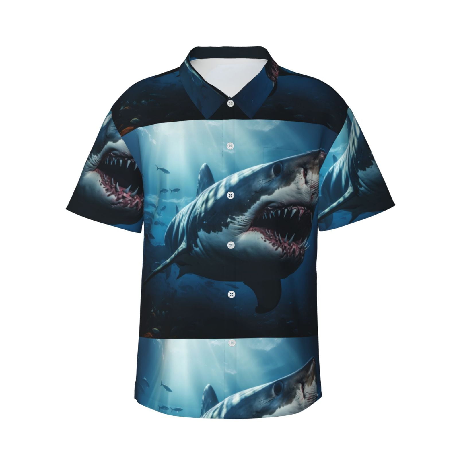 Tideii 3D Realistic Shark for Men's Short Seeve Hawaiian Shirt, Button ...