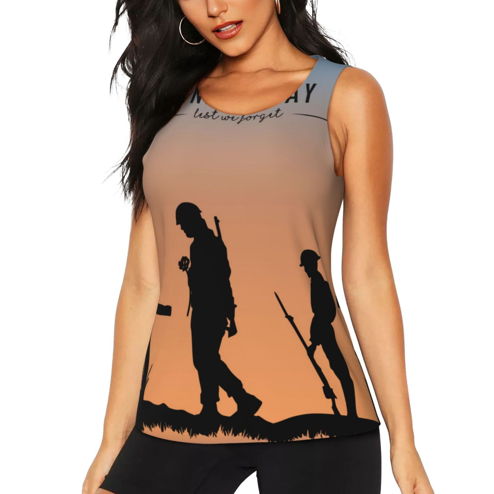 Tideii Anzac Day for Women's Quick-drying Vest, Sweat-wicking U-neck Seeveless Fitness Sports ...