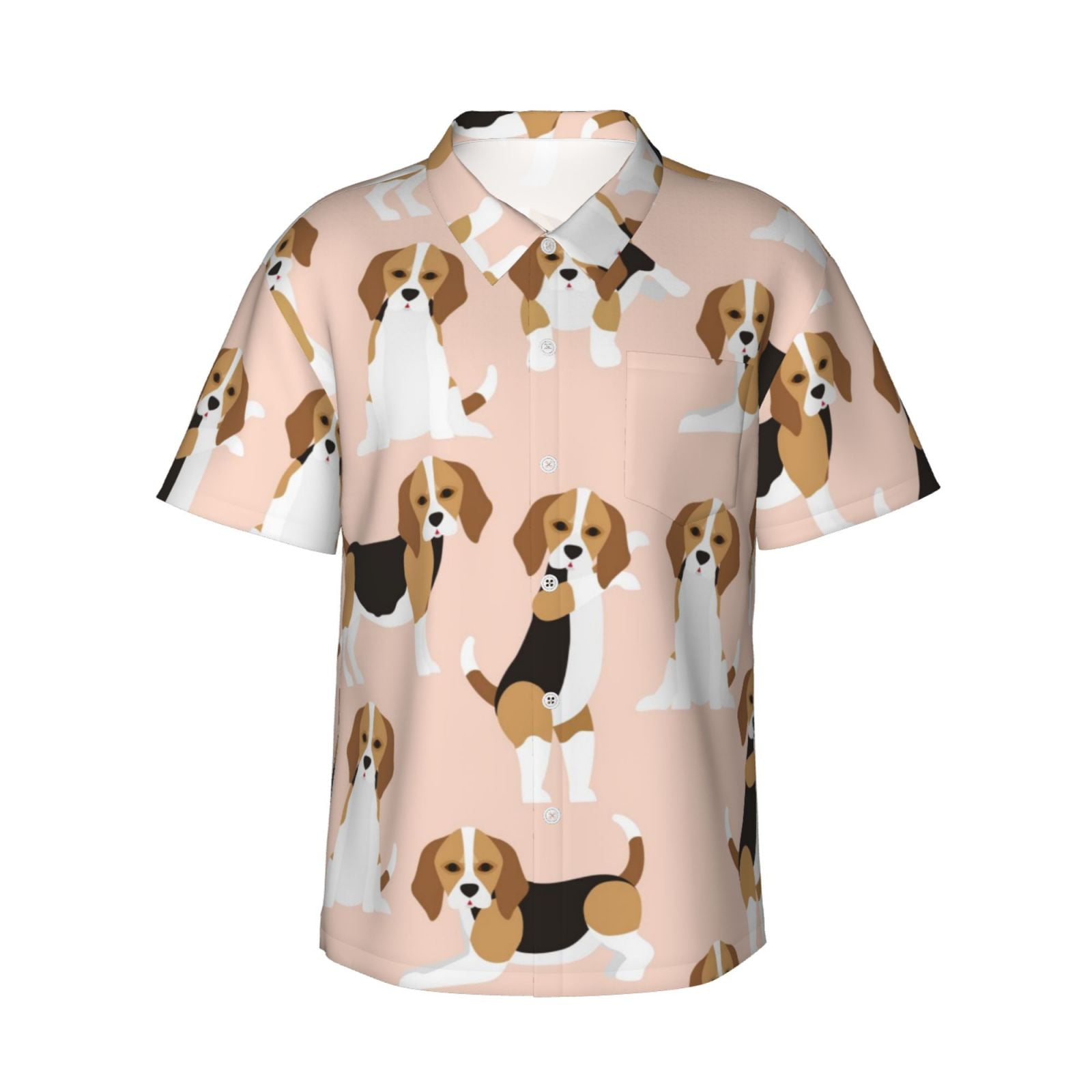 Tideii Beagle Dog On Brown for Men's Short Seeve Hawaiian Shirt, Button ...