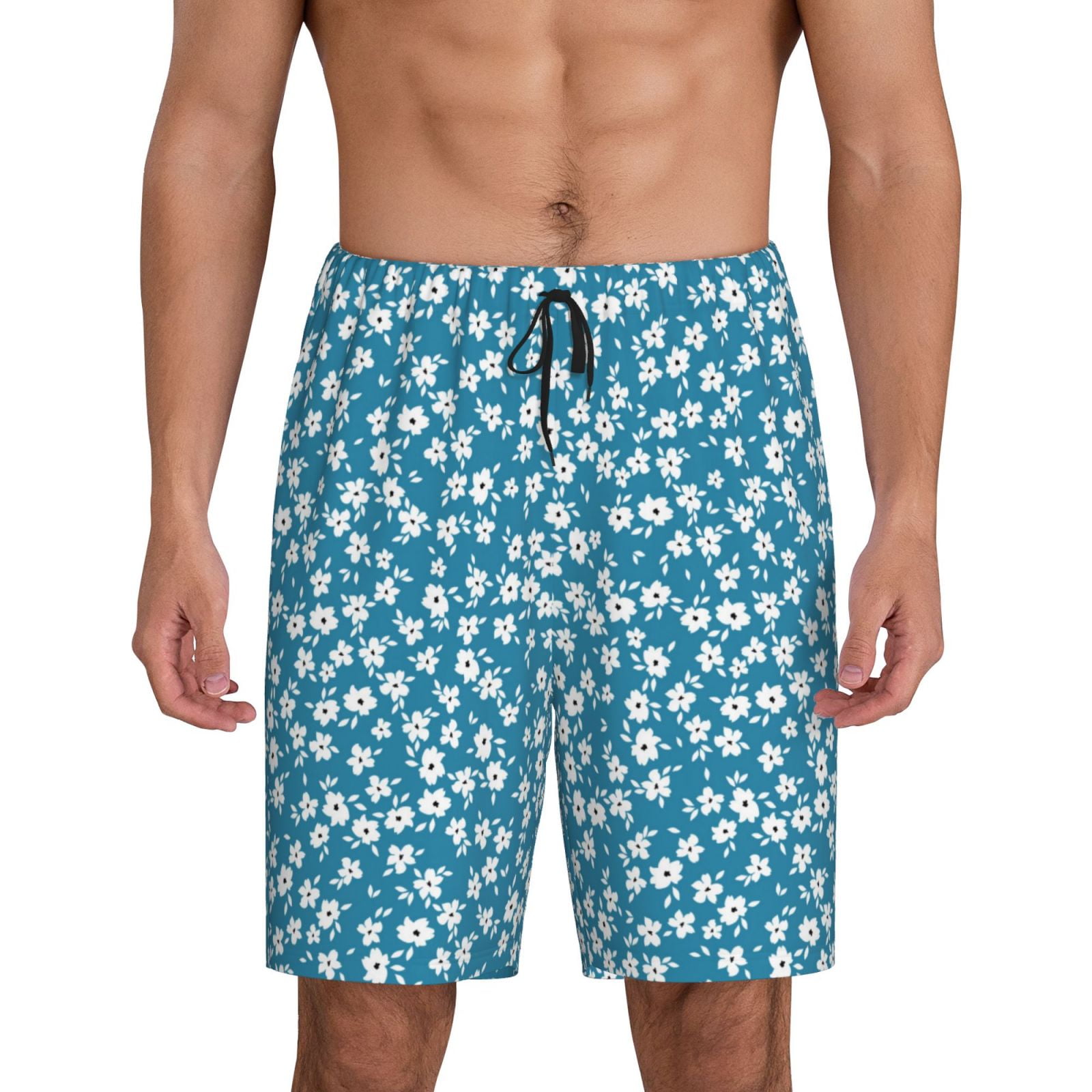 Tideii Beautiful Floral Print Men's Short Pajama Pants, Elastic Pocket ...