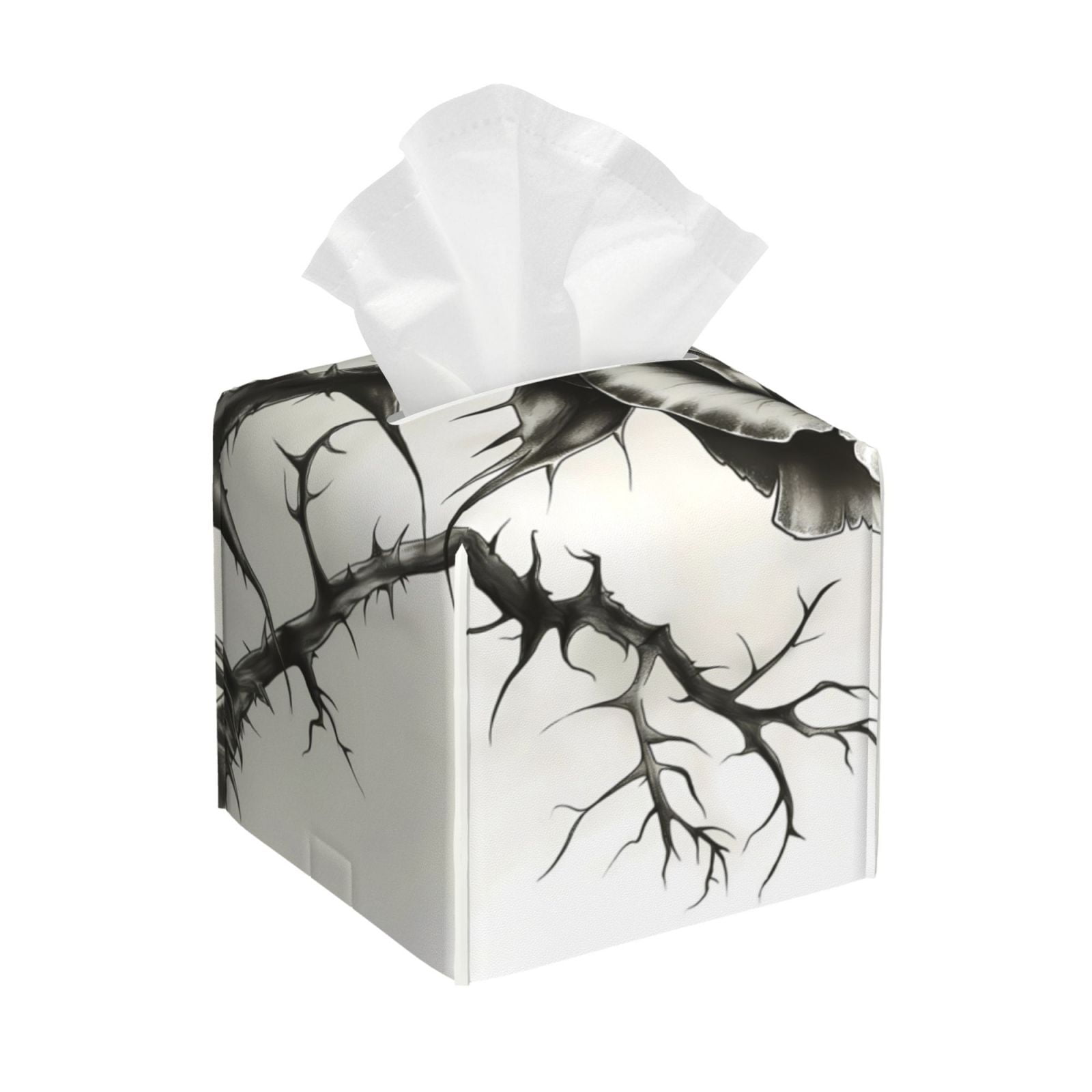 Tideii Black And White Rose for Square Leather Tissue Box, PVC ...