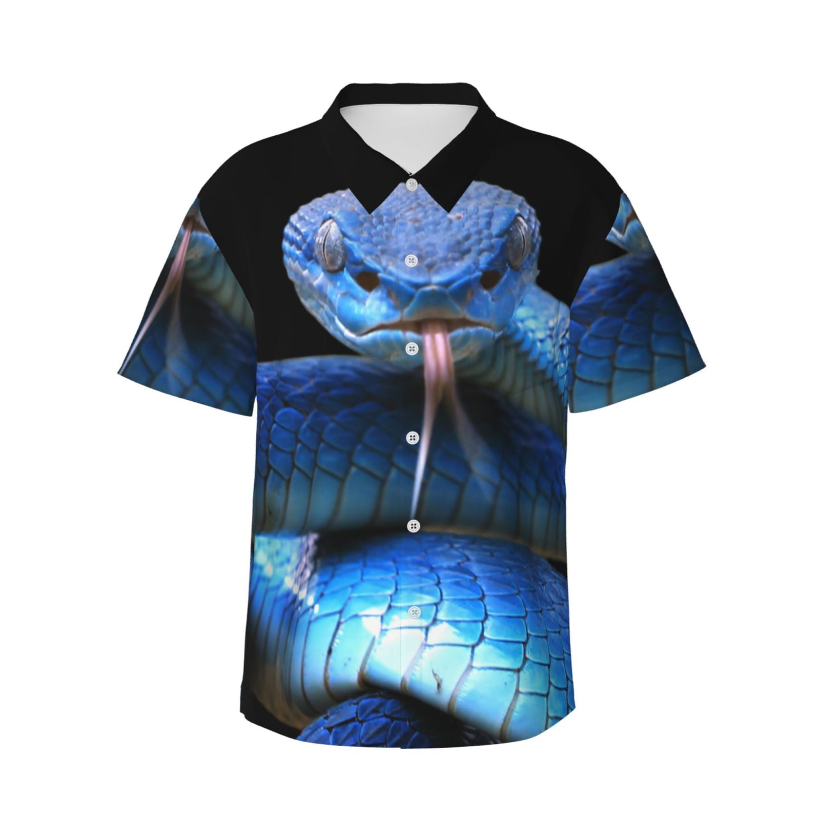 Tideii Blue Viper Snake 2 for Men's Short Seeve Hawaiian Shirt, Button ...