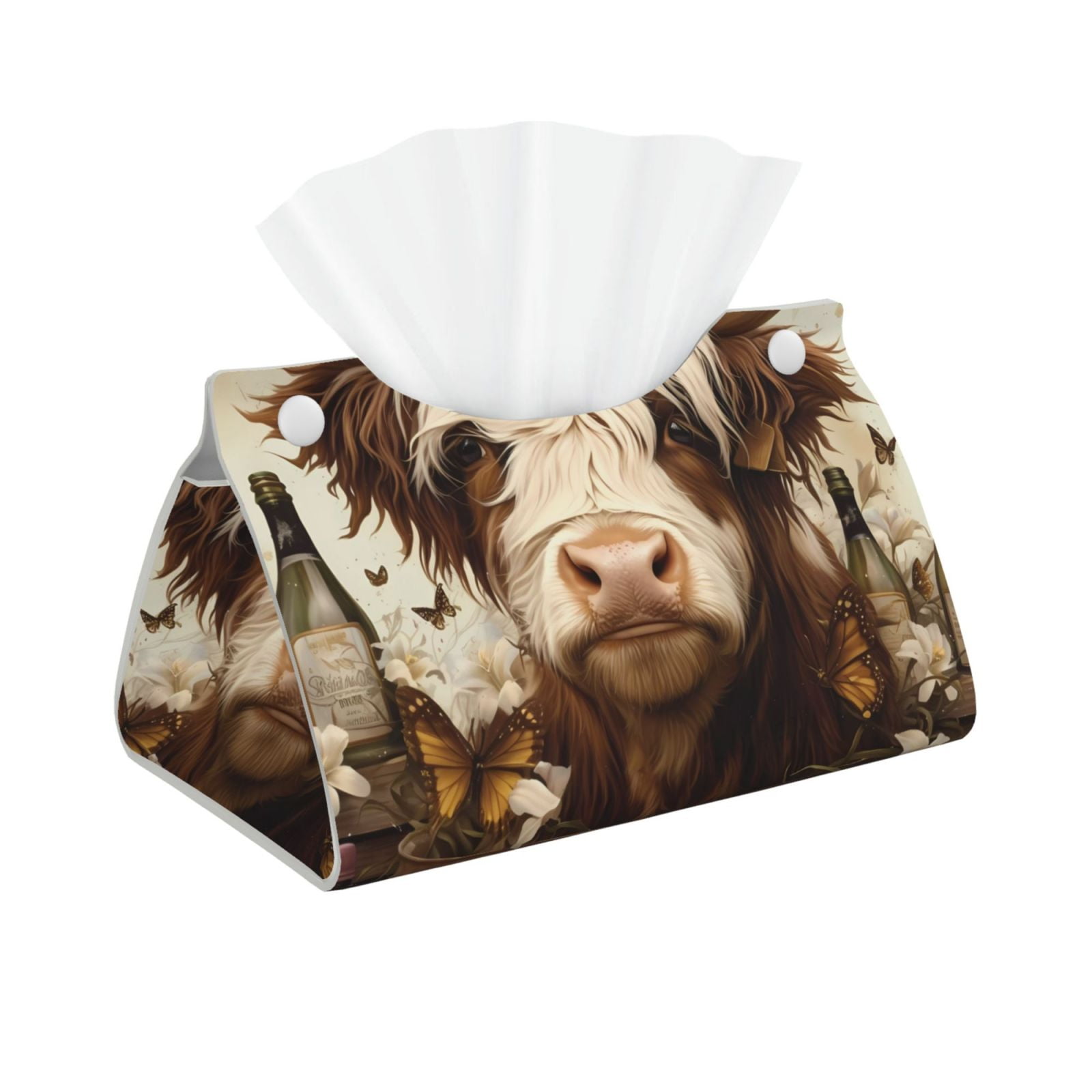 Tideii Butterfly Cow Barrel for Rectangular Leather Tissue Bag, PVC ...