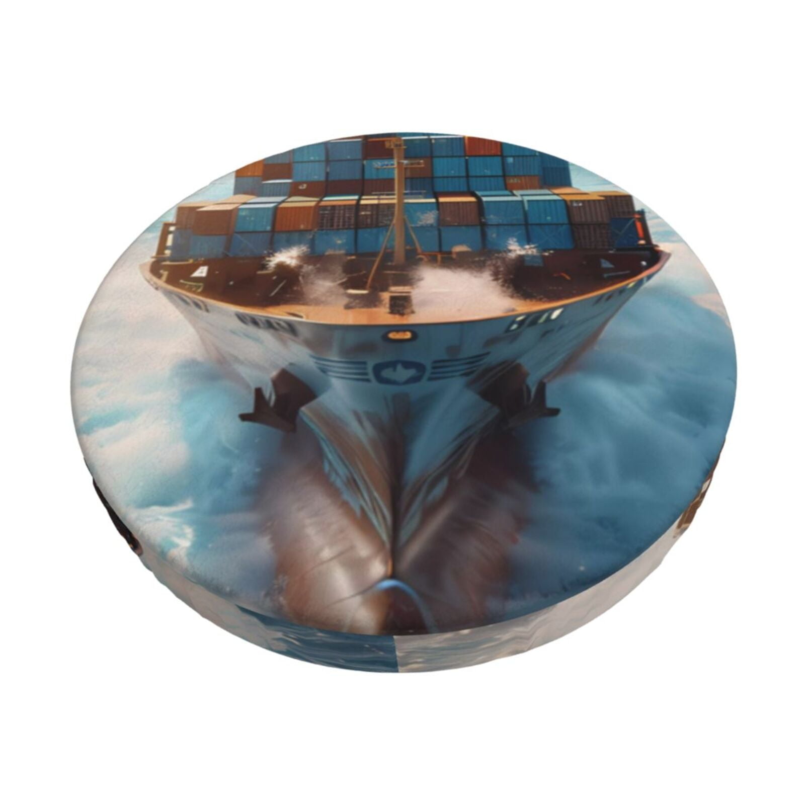 Tideii Cargo Ship At Sea for Round Bar Chair Cushion Cover, Dustproof ...