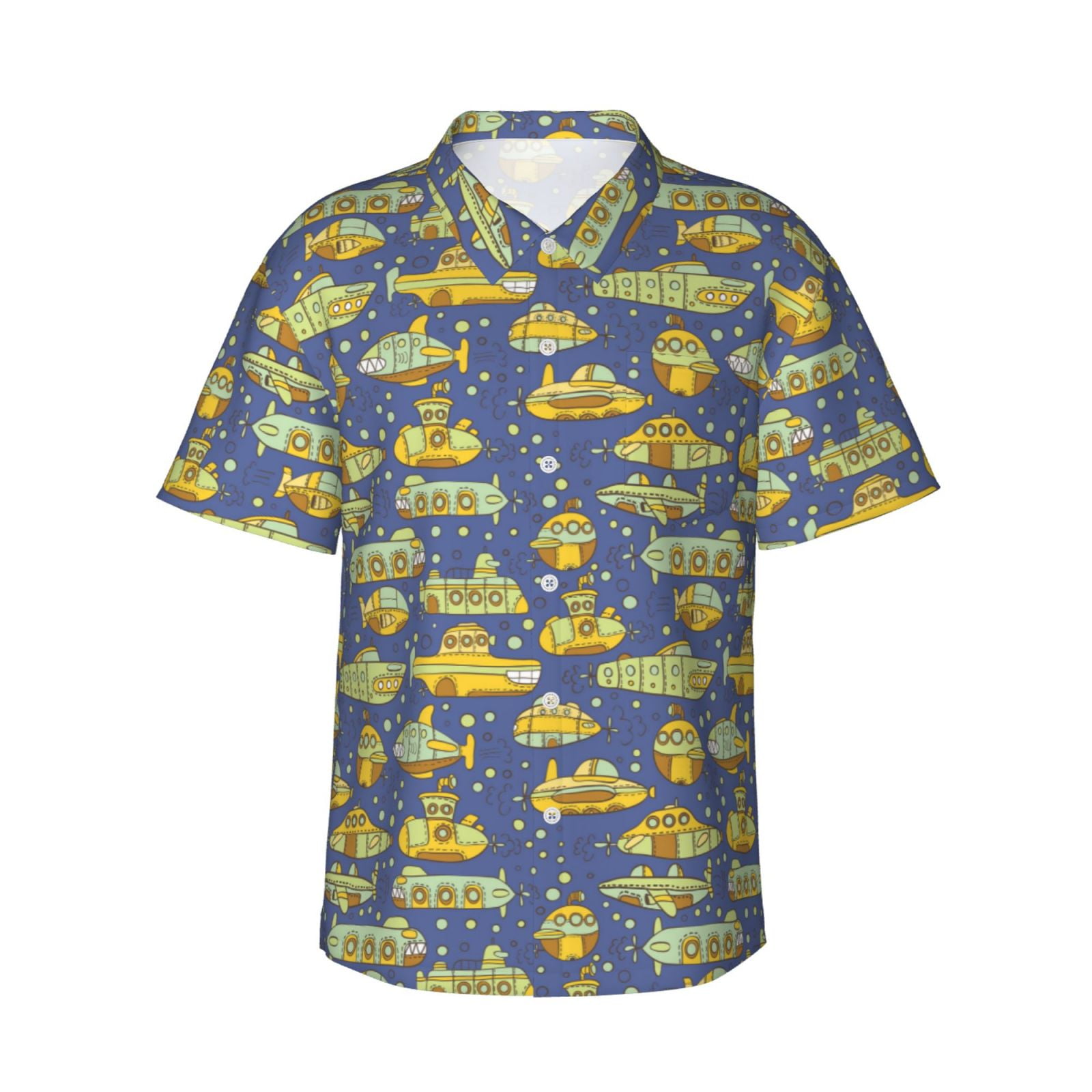 Tideii Cartoon Submarines for Men's Short Seeve Hawaiian Shirt, Button ...