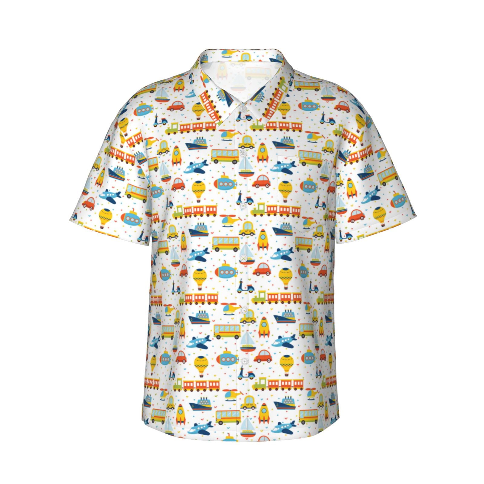 Tideii Cartoon Transport for Men's Short Seeve Hawaiian Shirt, Button ...