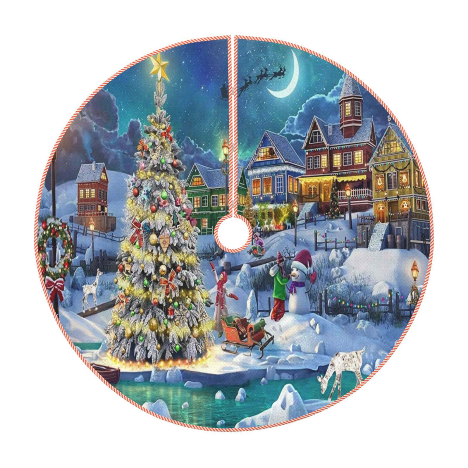 Tideii Christmas Tree for Imitation linen Christmas Tree Skirt Hemming ...