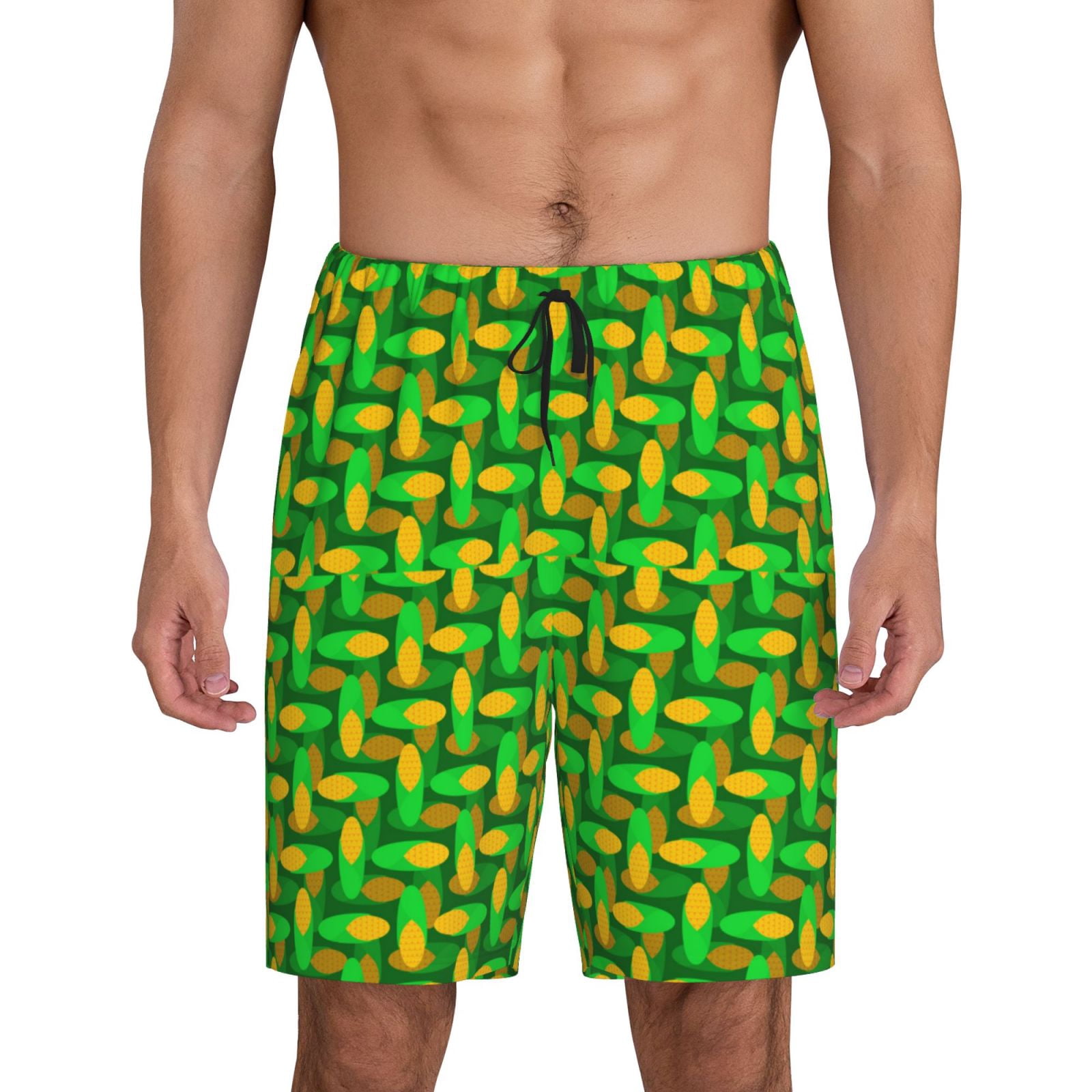 Tideii Corn 4 Print Men's Short Pajama Pants, Elastic Pocket Summer ...