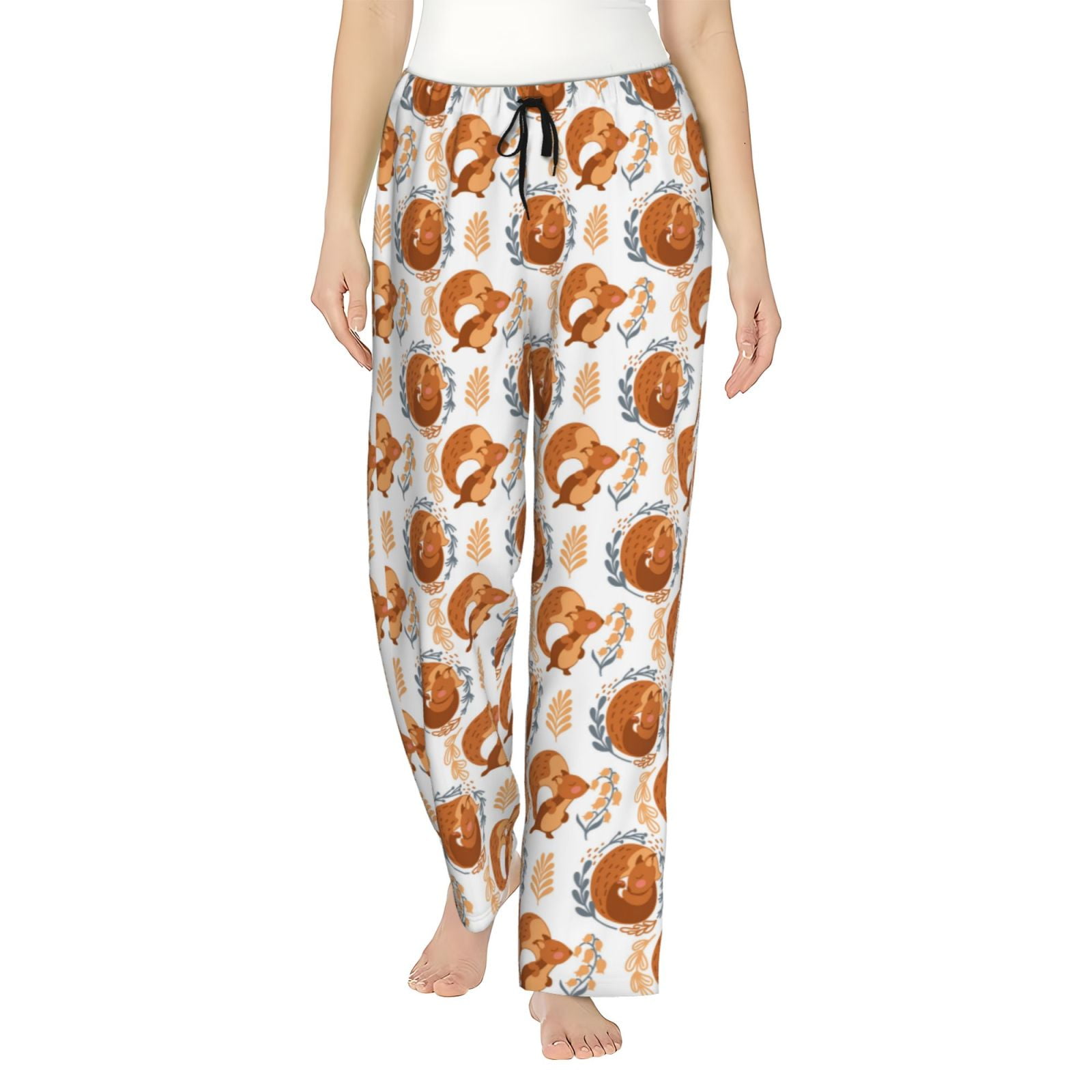 Tideii Cute Squirrel for Women's Home Long Pajama Pants, Drawstring ...