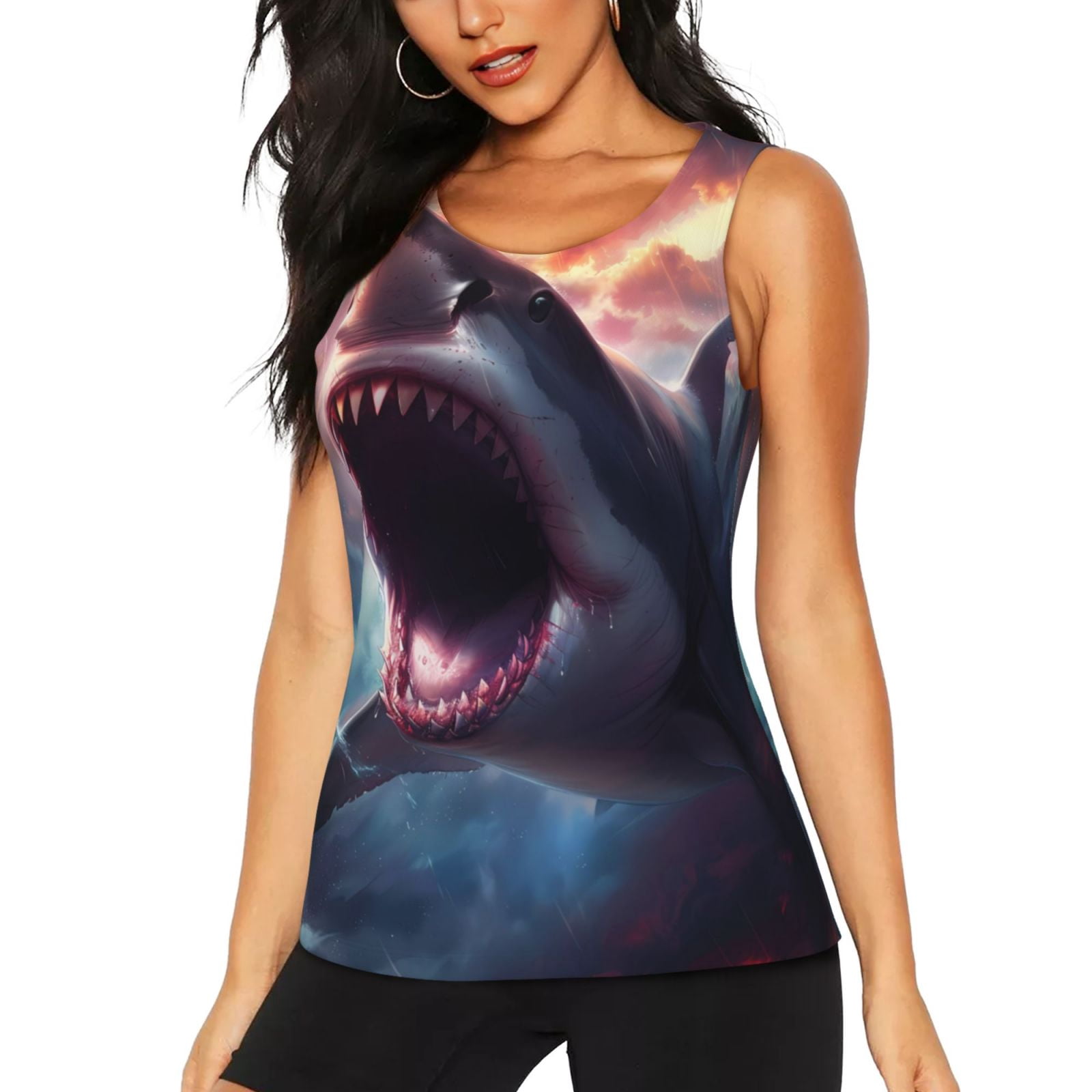 Tideii Dramatic Shark Attack for Women's Quick-drying Vest, Sweat ...