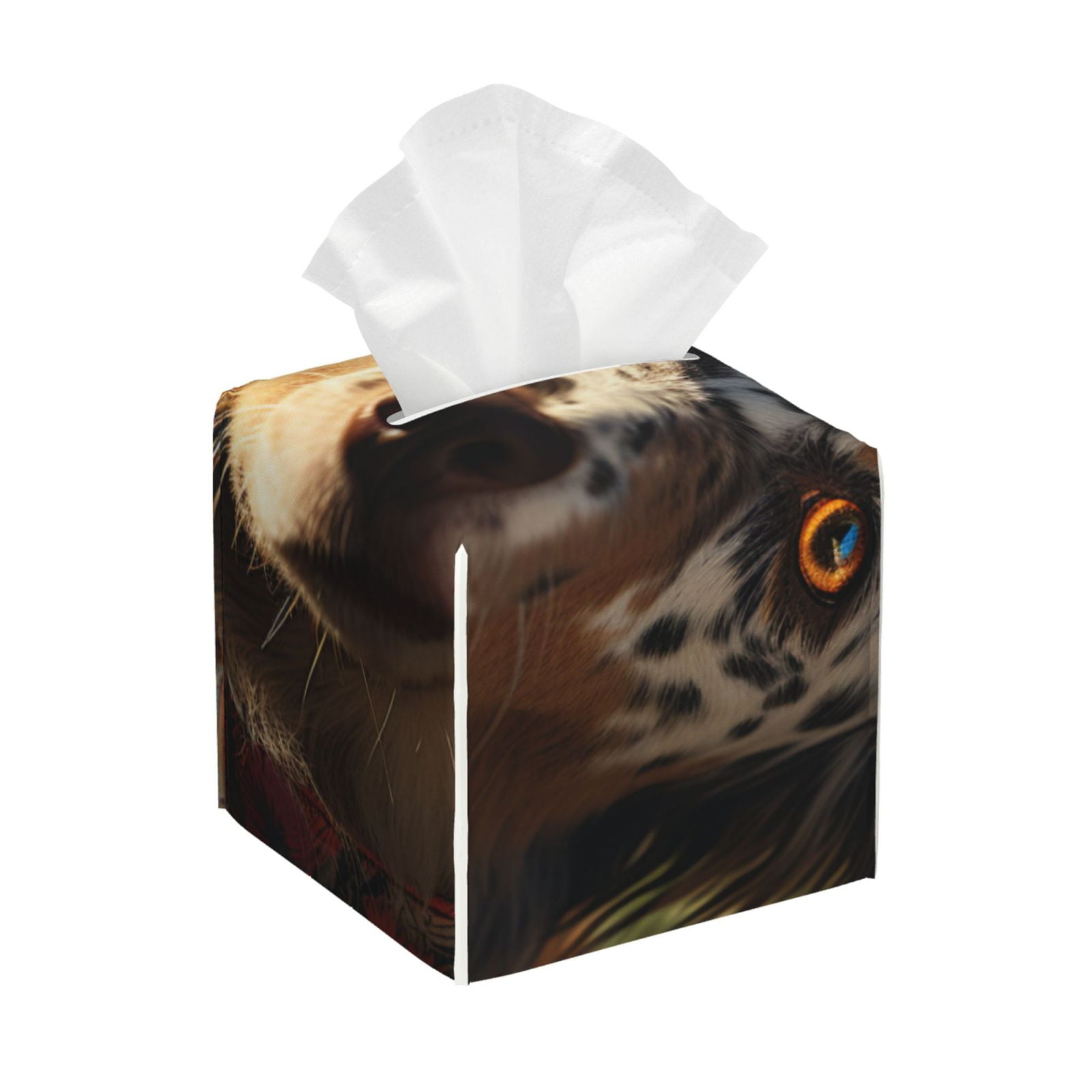 Tideii Flower Crown Dog for Square Leather Tissue Box, PVC Waterproof ...